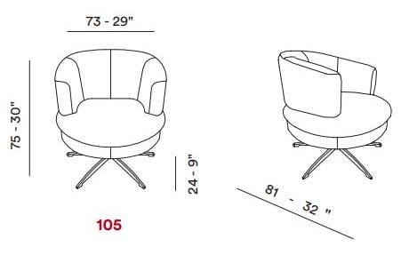 BLENDA | Swivel easy chair Swivel leather easy chair with 4-spoke base ...