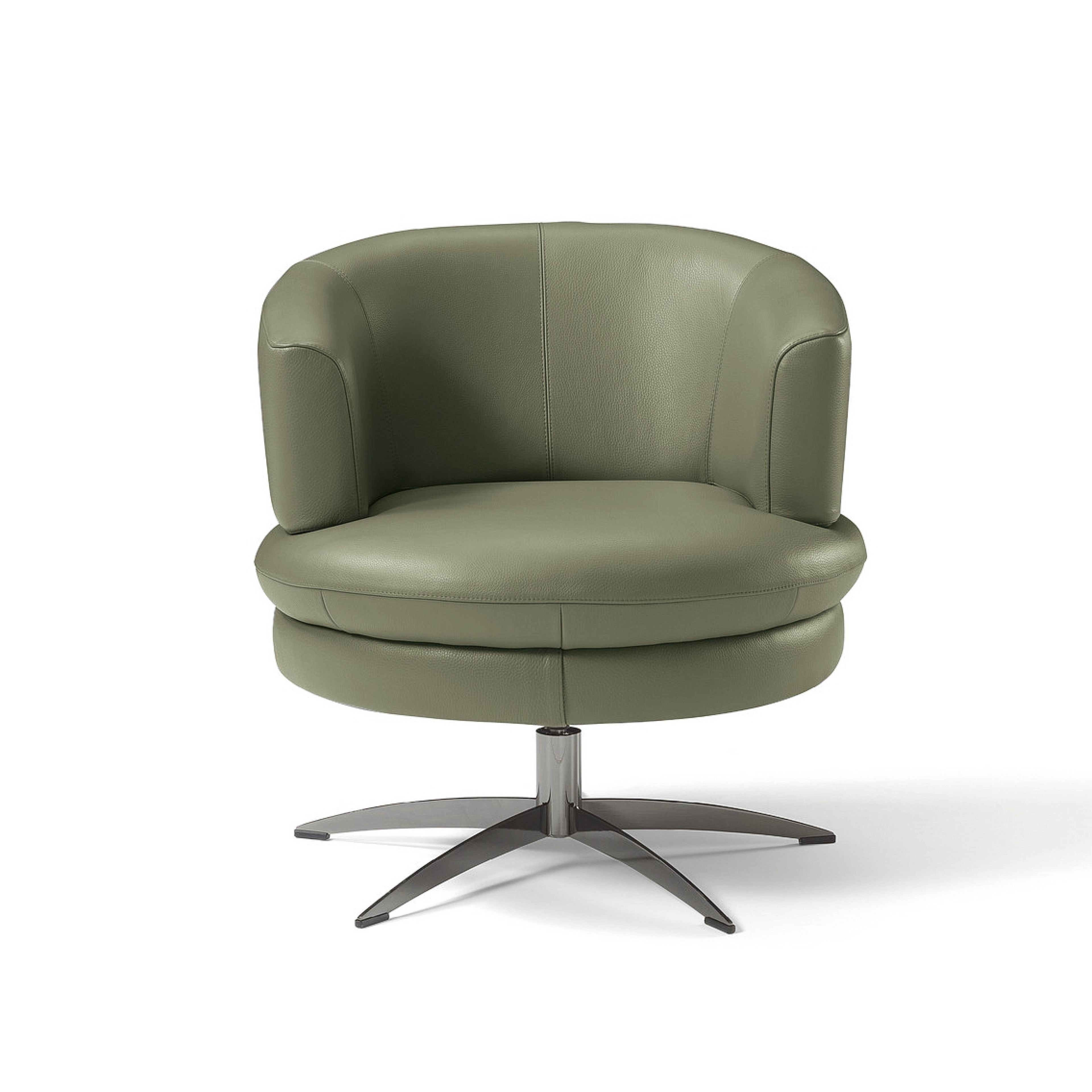 BLENDA | Swivel easy chair Swivel leather easy chair with 4-spoke base ...