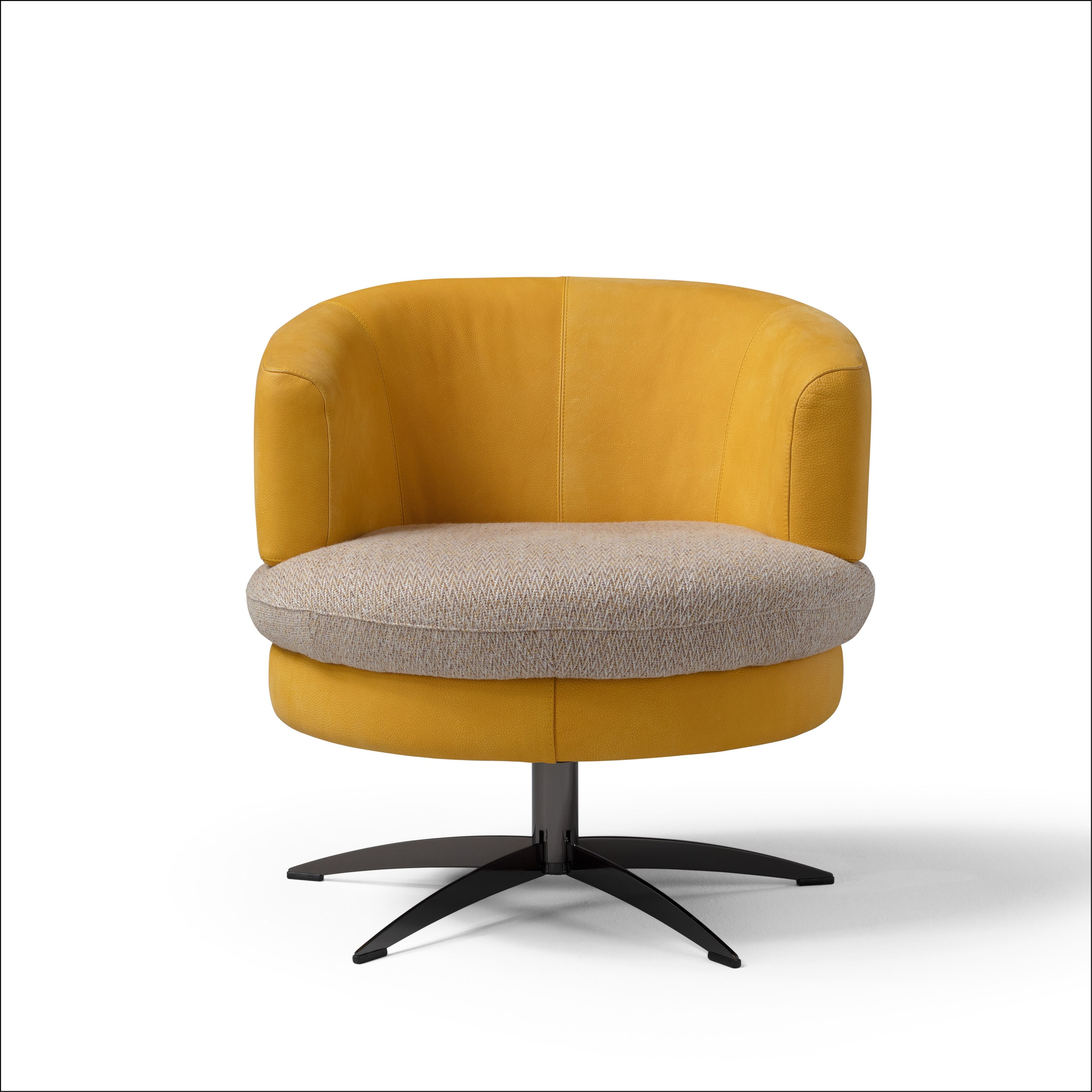 BLENDA | Swivel easy chair Swivel leather easy chair with 4-spoke base ...