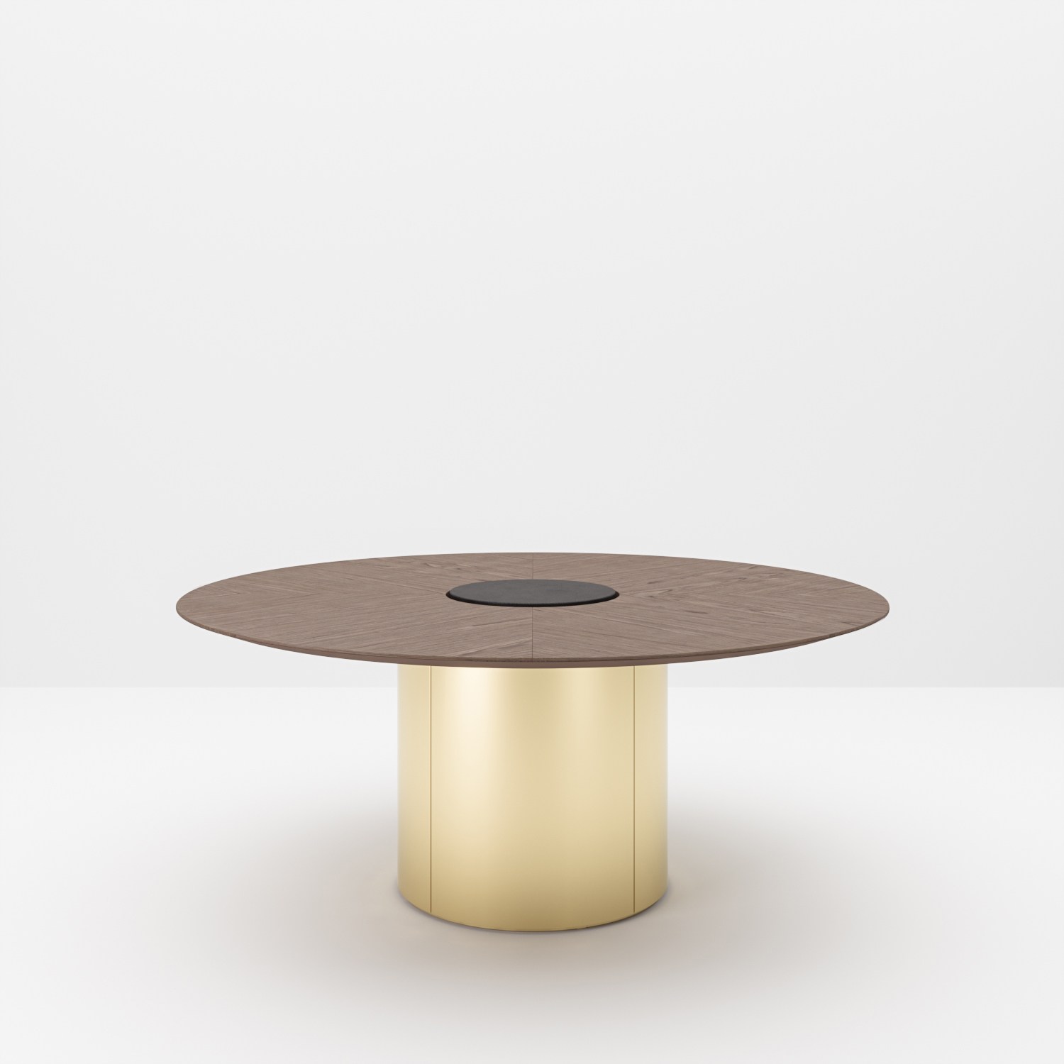 BLOCK 2.0 Round marble meeting table with cable management By PROF