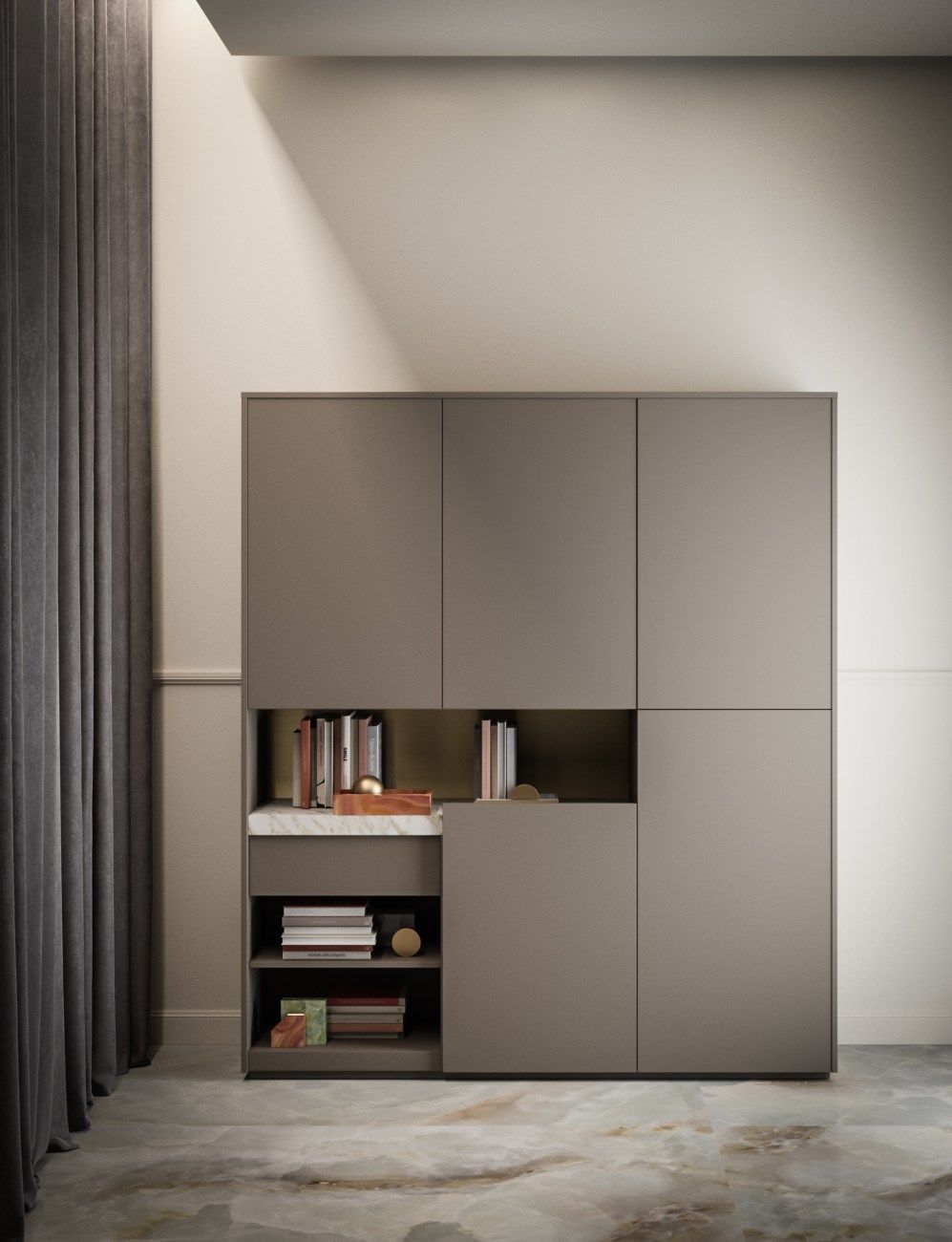 BLOCK 2.0 Wooden office storage unit with hinged doors By PROF