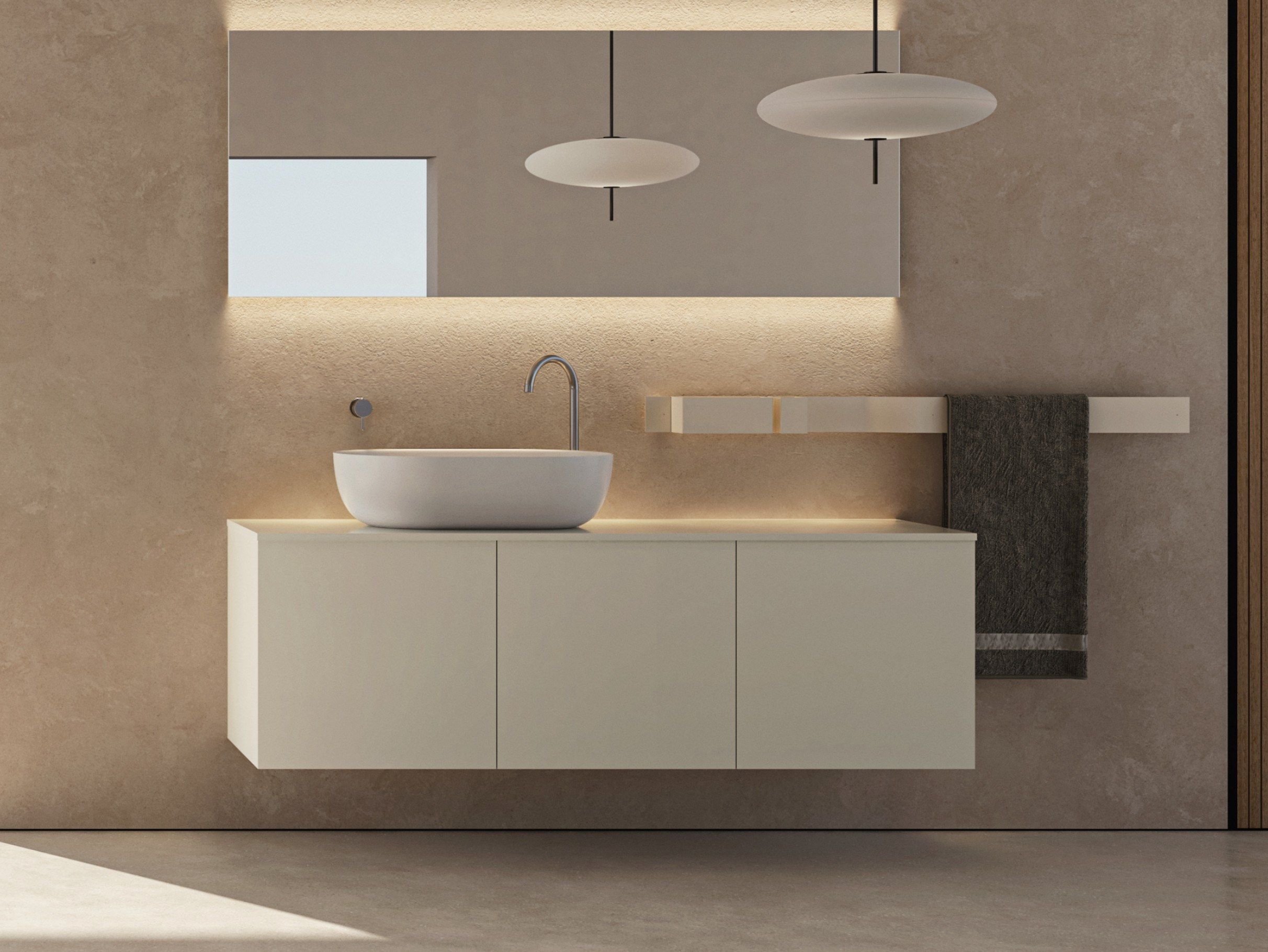 BLOCK H.48 Wall-mounted wooden vanity unit with doors By Moab | design ...