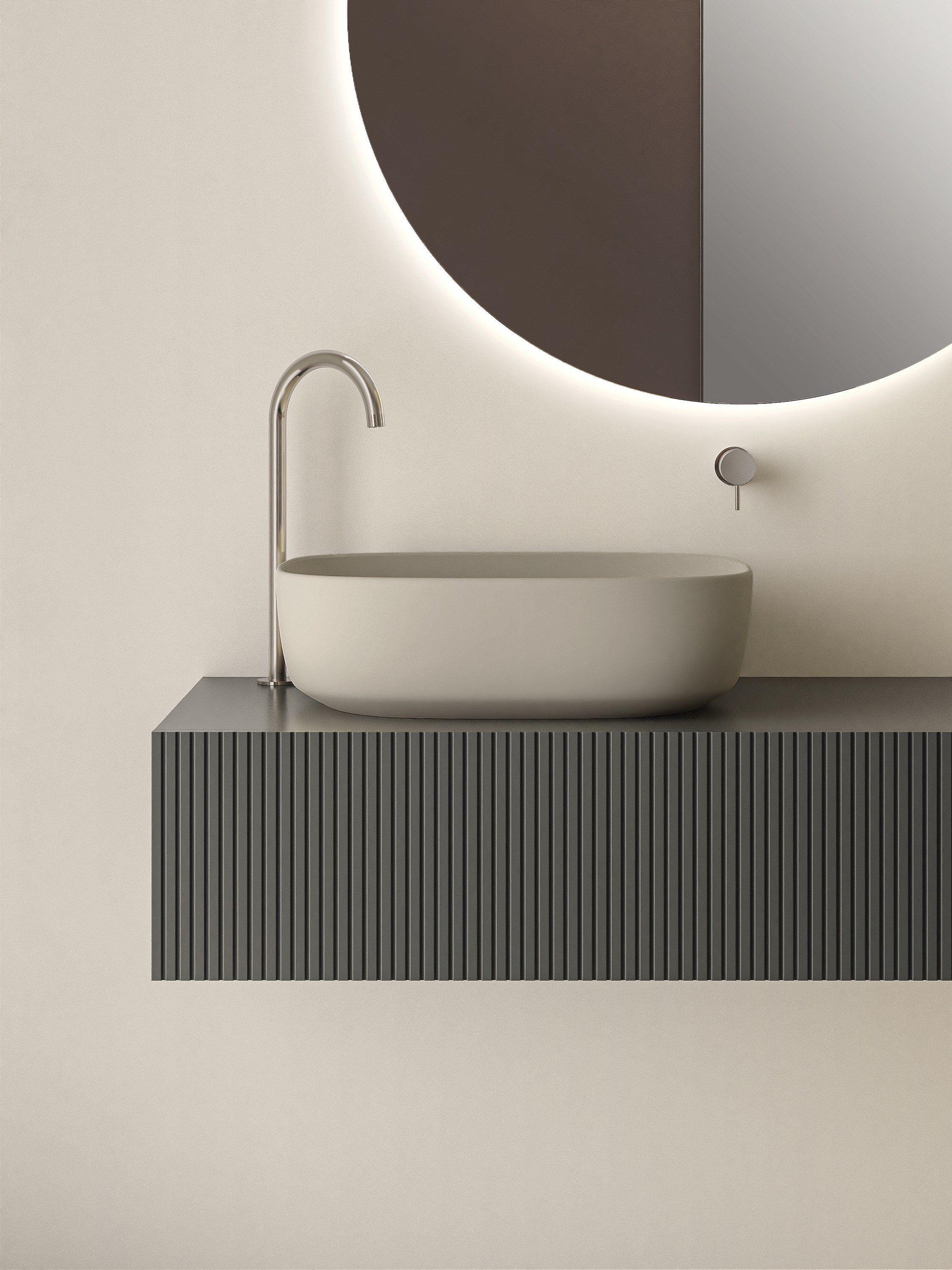 Mobile lavabo sospeso in legno con ante BLOCK H.24 - Moab - Edilportale