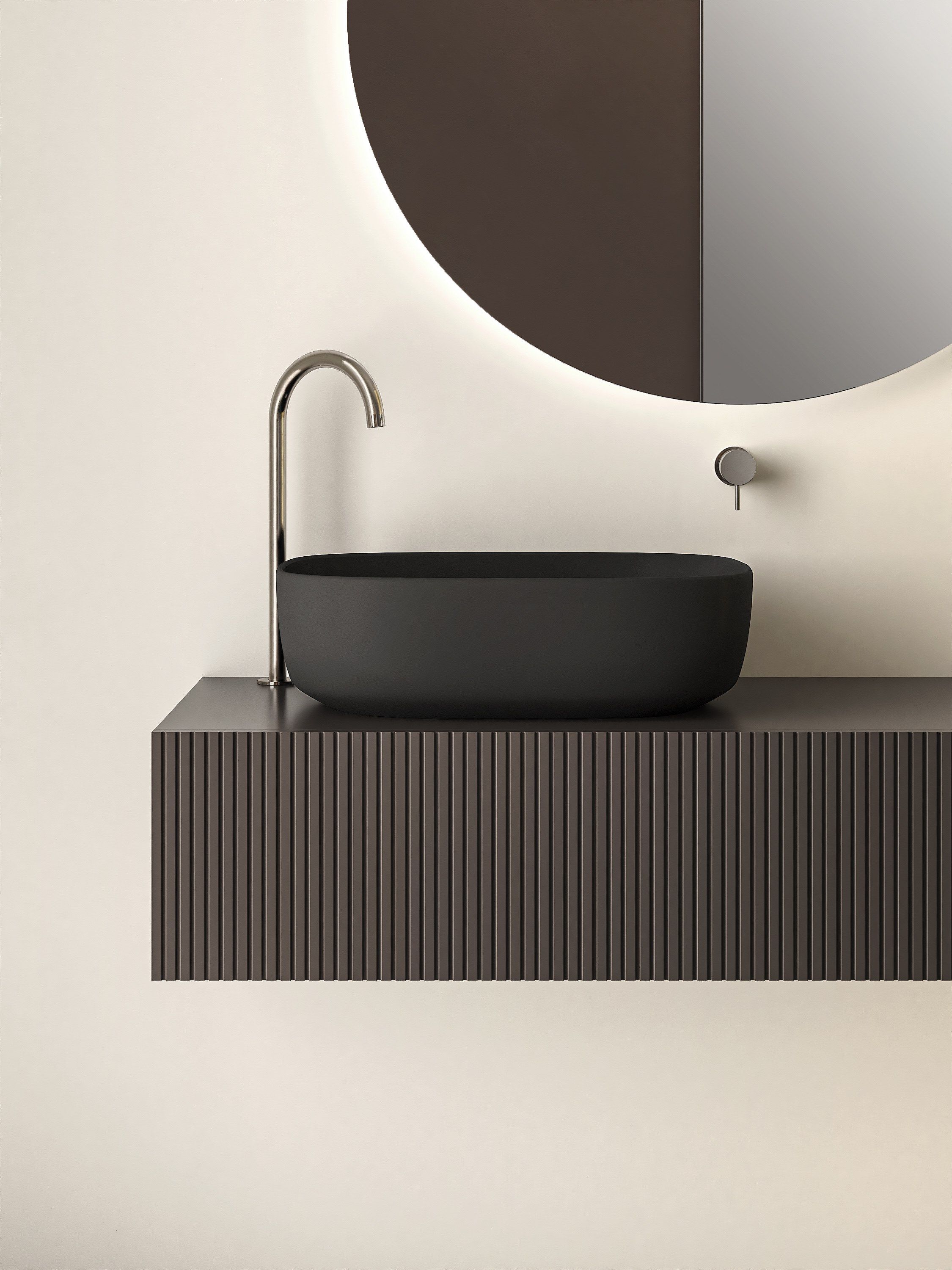 Mobile lavabo sospeso in legno con ante BLOCK H.24 - Moab - Edilportale