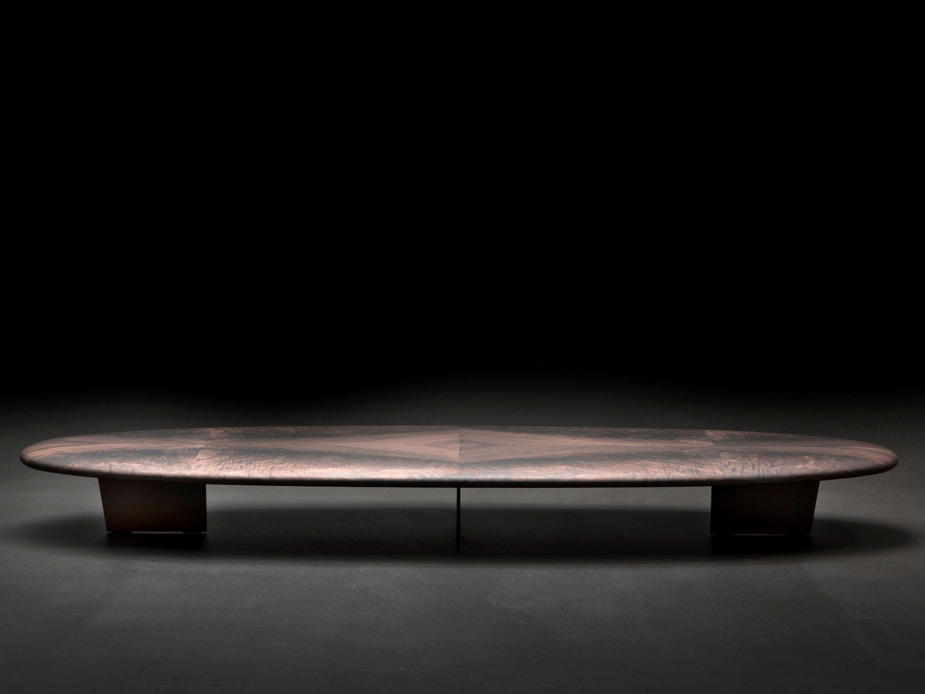 BLOWN OUT Low oval wooden coffee table By Henge | design Massimo Castagna