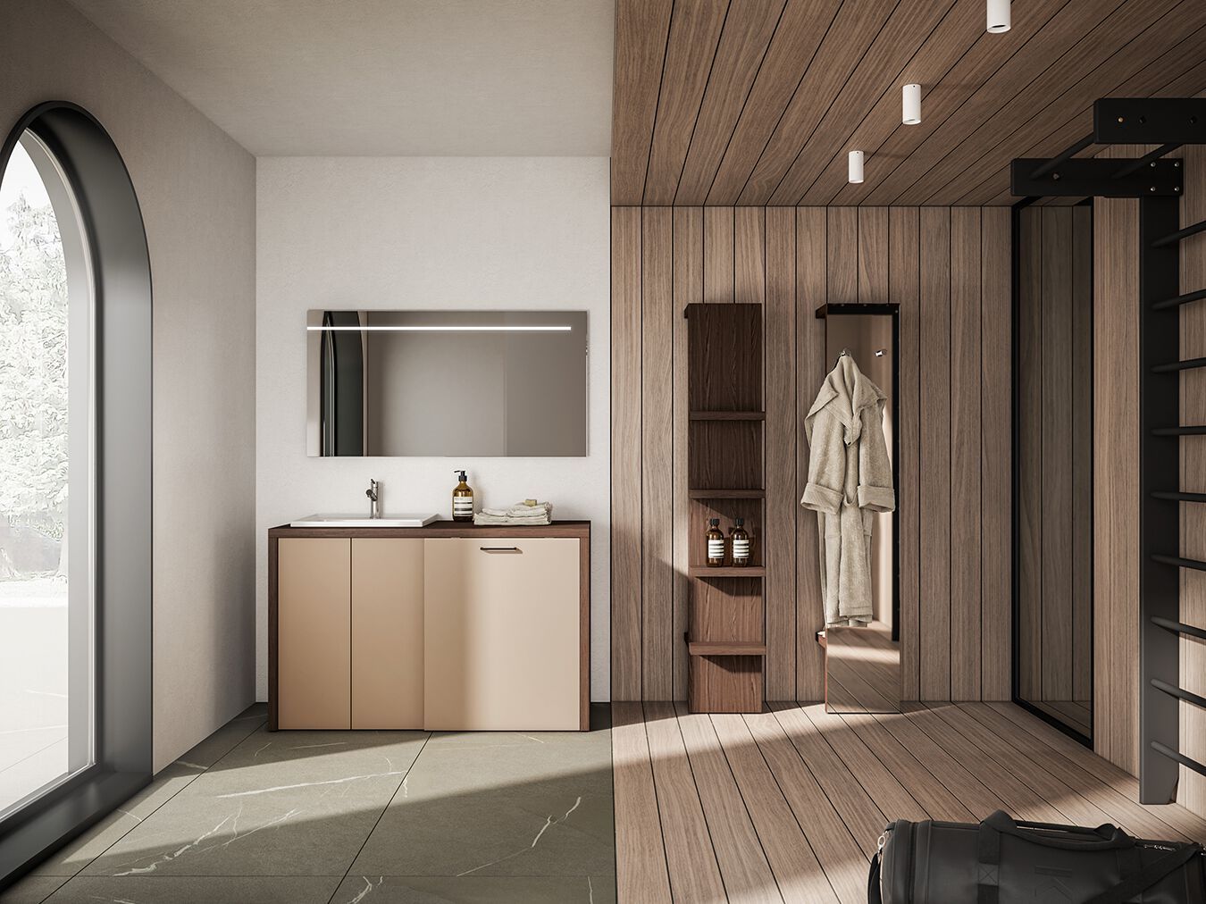 KOSMO 06 Mobile lavanderia per lavatrice con lavatoio By BMT