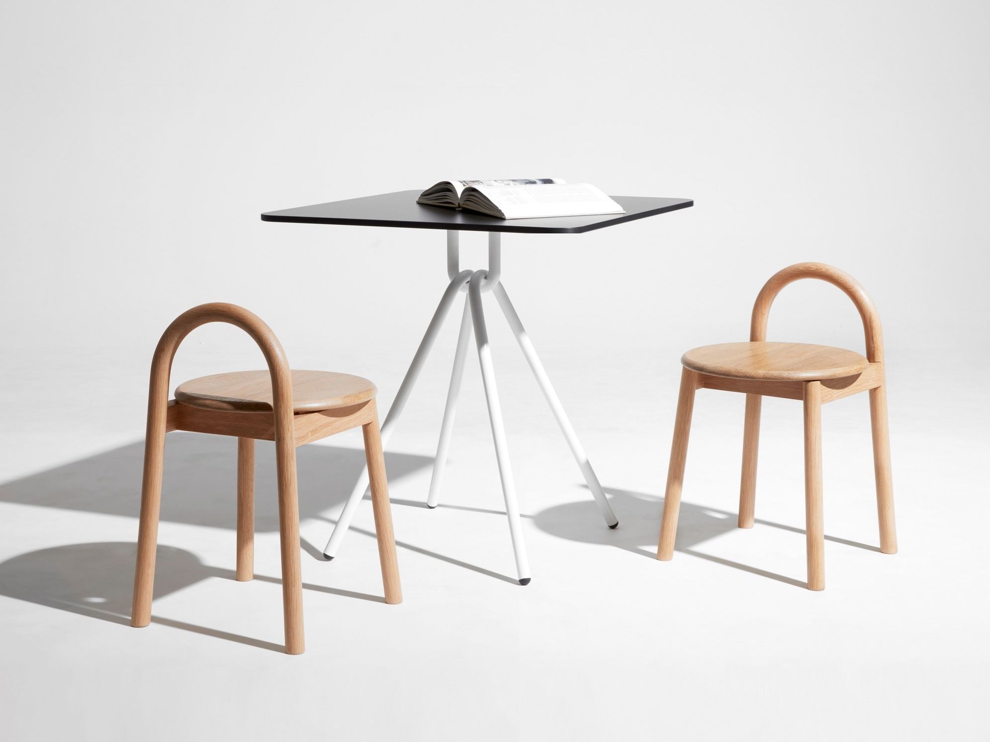 BOBBY Low wooden stool with back By DesignByThem | design Daniel Tucker