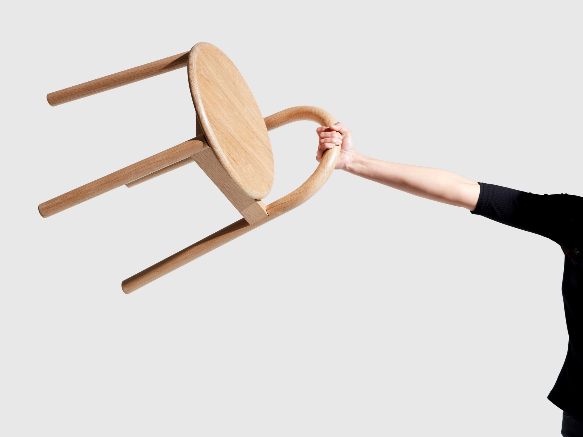 BOBBY Low wooden stool with back By DesignByThem | design Daniel Tucker