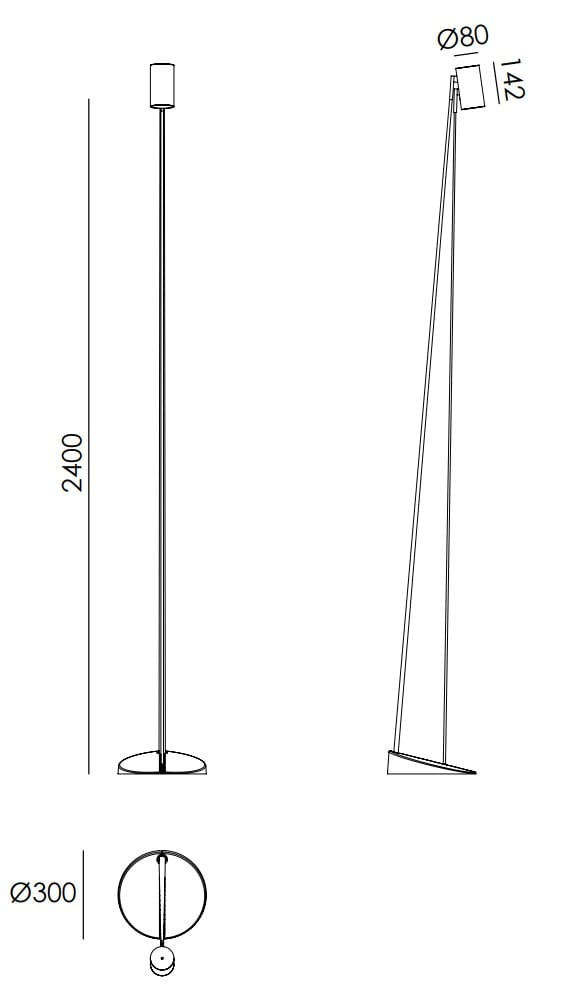 BOOM LED adjustable carbon floor lamp By Olev | design Marc Sadler