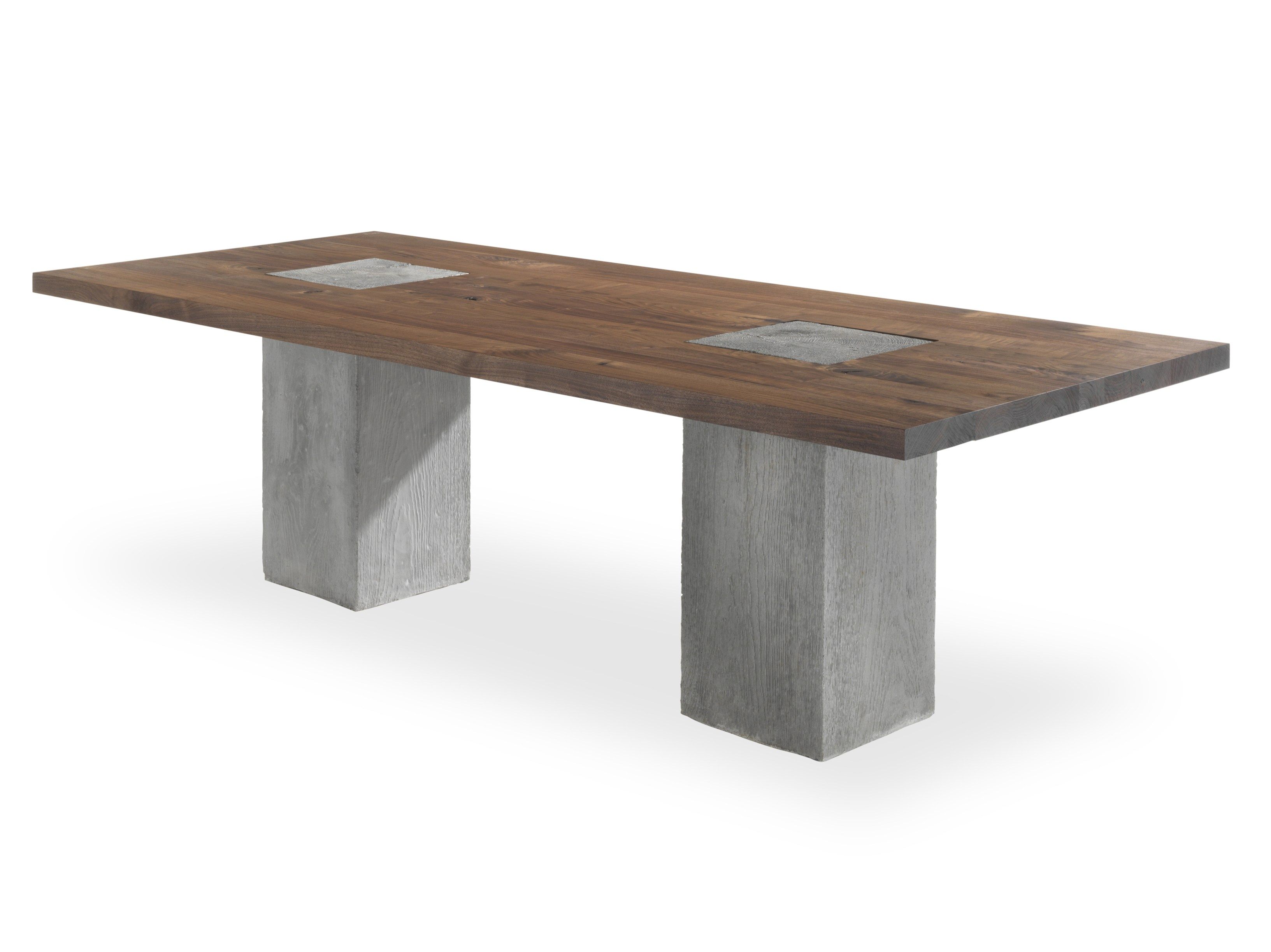 Rectangular solid wood and concrete table BOSS EXECUTIVE CONCRETE By Riva 1920 design C.R.&S ...
