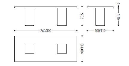 BOSS EXECUTIVE Rectangular solid wood table By Riva 1920