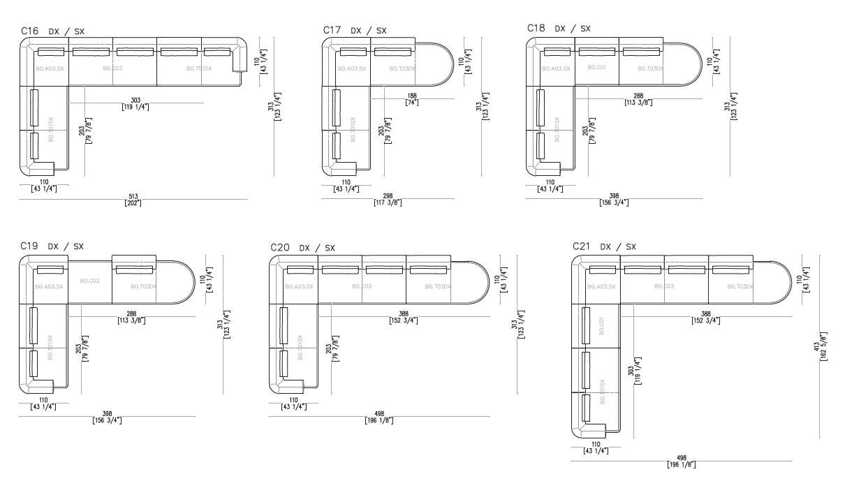 BOTERO Sectional curved fabric sofa By Sicis | design Massimiliano Raggi