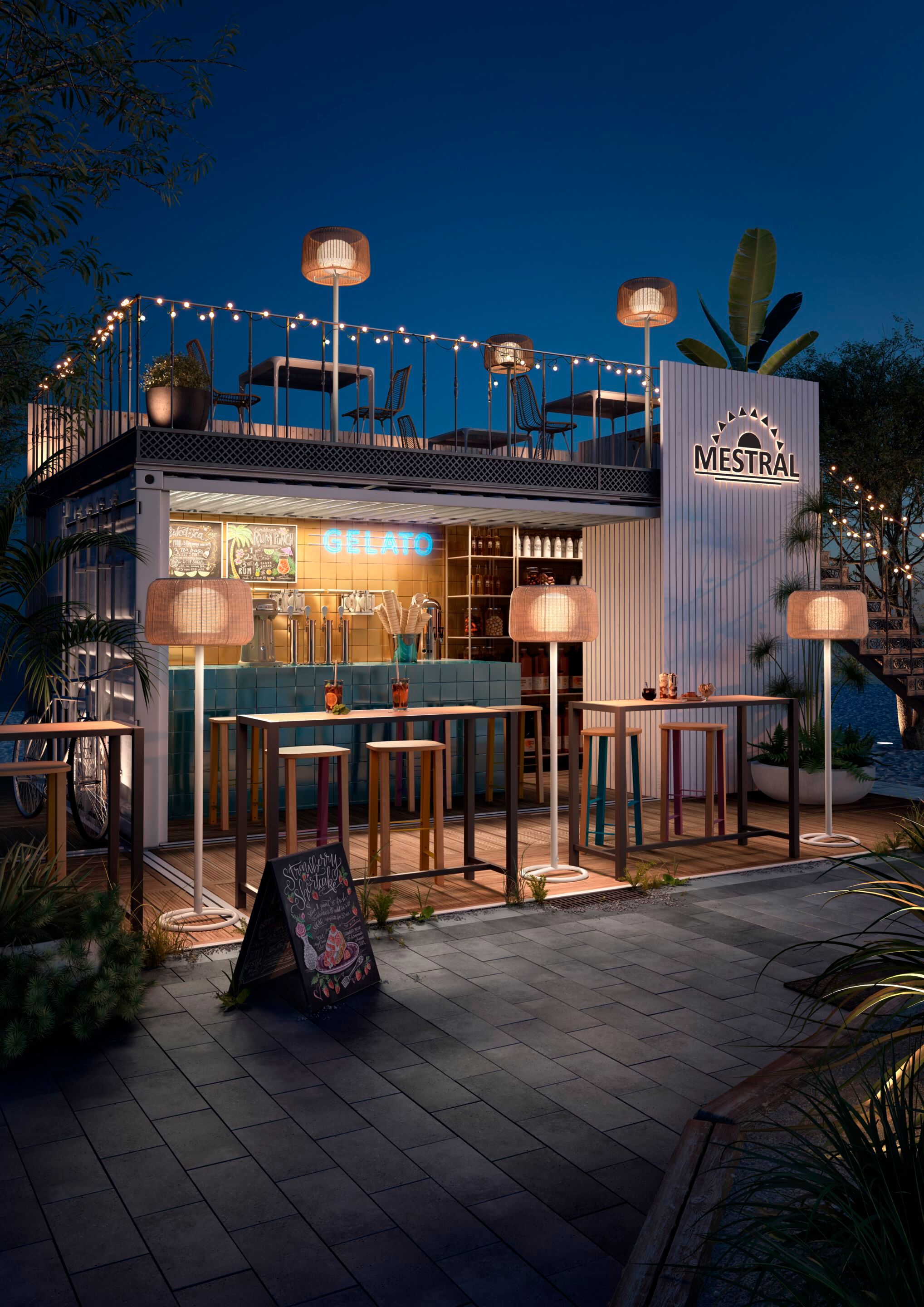 Lampada da terra per esterno in fibra sintetica FORA P - BOVER - Edilportale