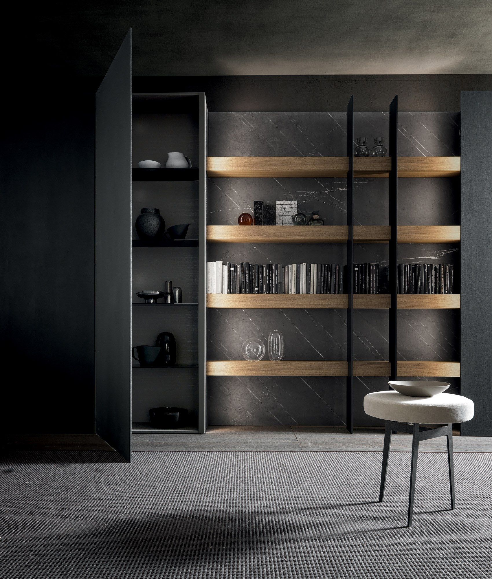 BLADE Libreria in legno con illuminazione By MODULNOVA | design Carlo Presotto, Andrea Bassanello