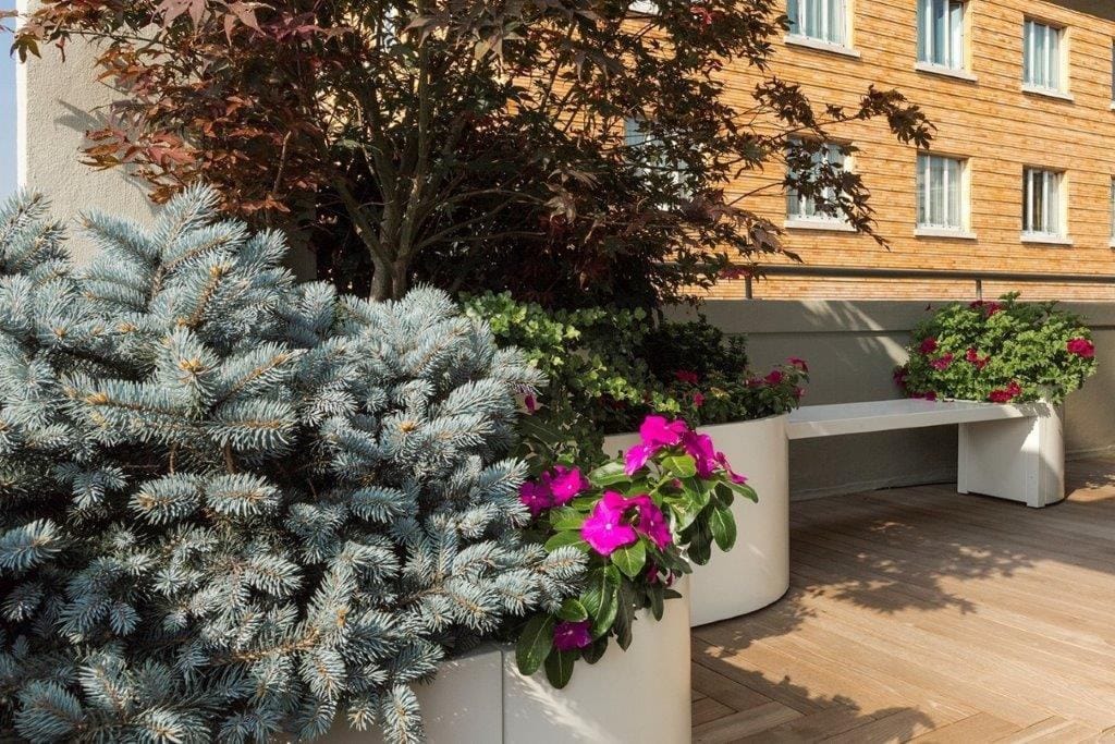 Stainless steel garden bench BRIDGE By BLOSS