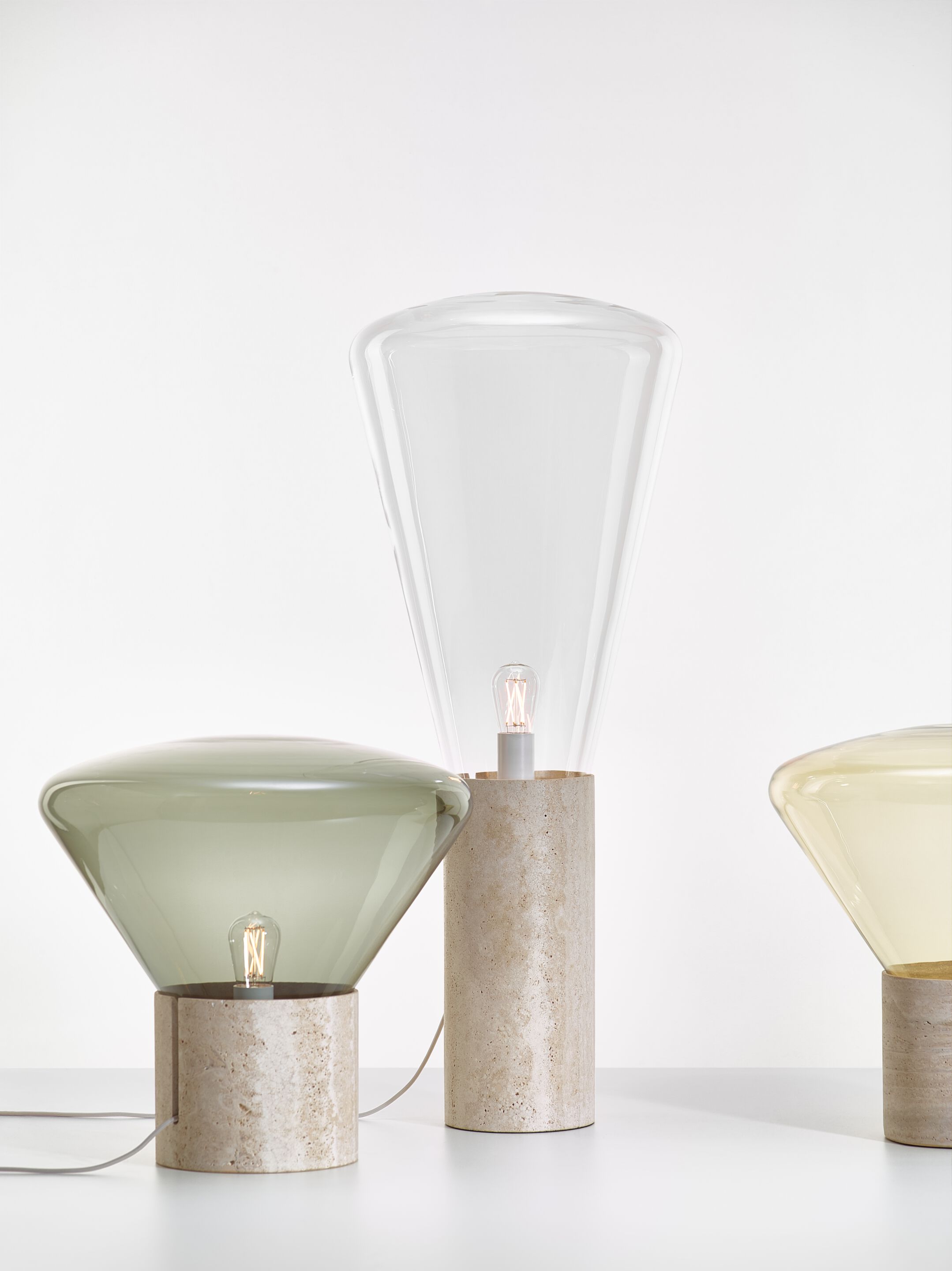 MUFFINS 15-YEAR ANNIVERSARY LED travertine table lamp By BROKIS