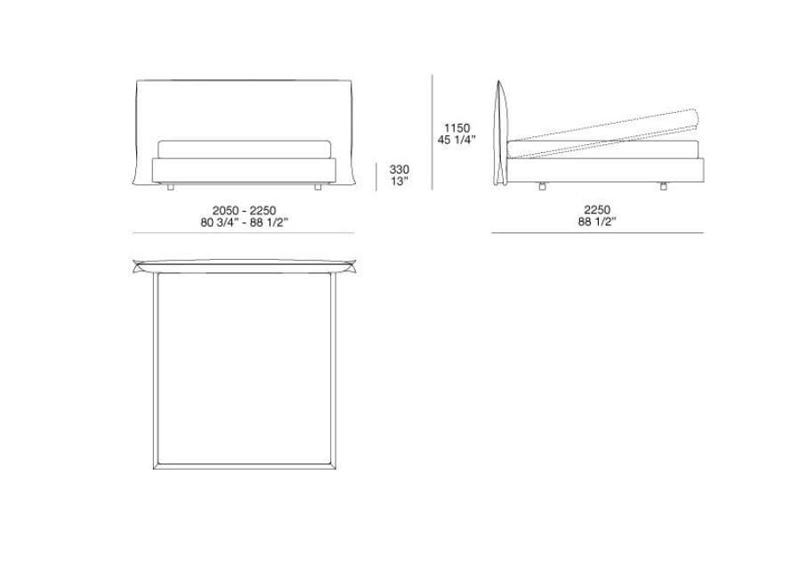 Upholstered double bed BRUCE By Poliform design Jean-Marie Massaud