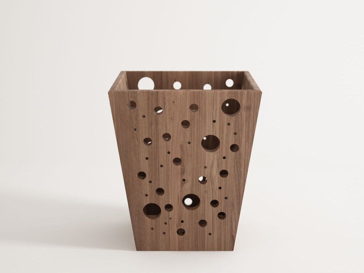 BUBBLE BATH Wooden bathroom waste bin By KARPENTER | design Hugues Revuelta