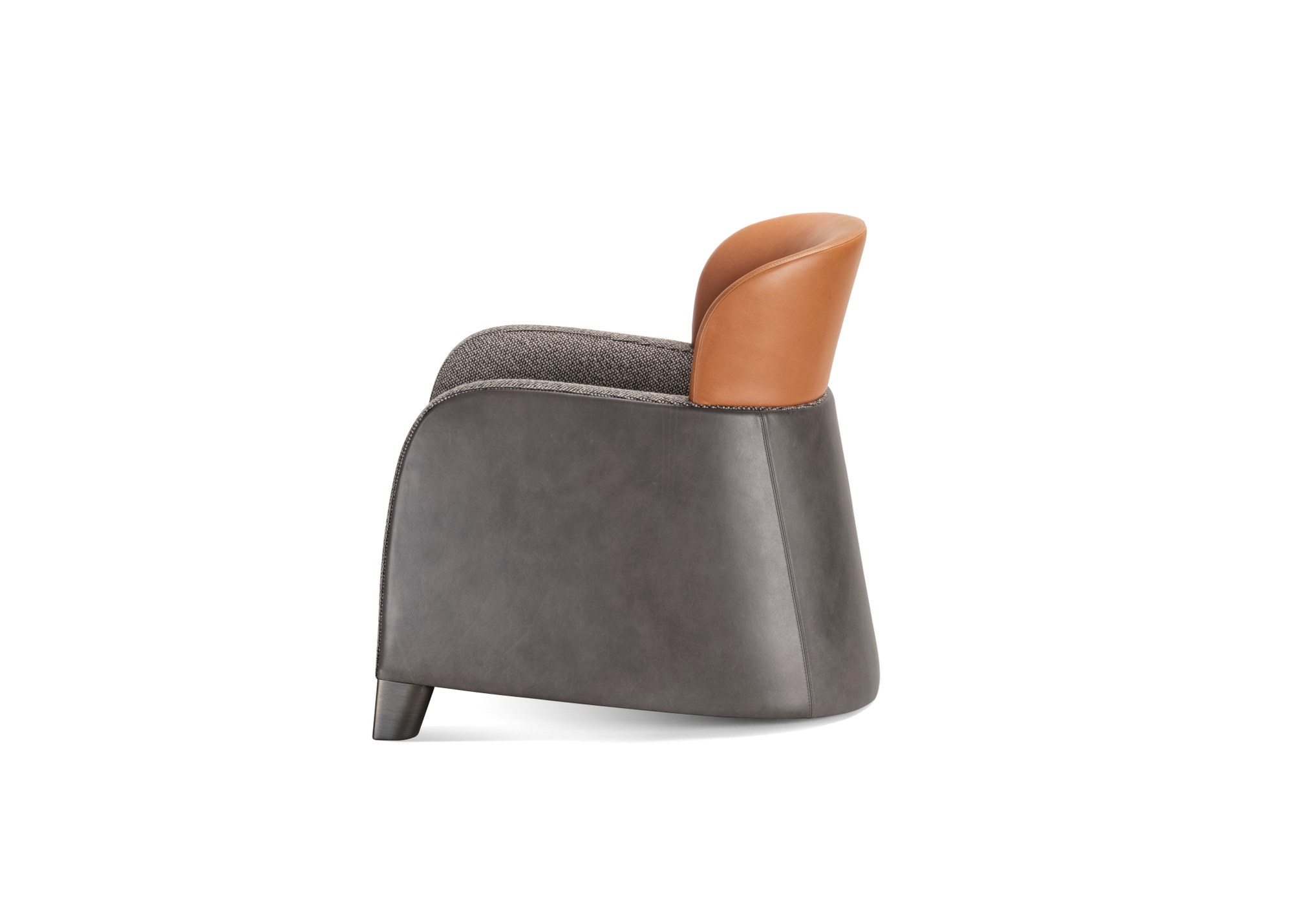 BUCKET | Armchair with armrests Fabric and leather armchair with ...