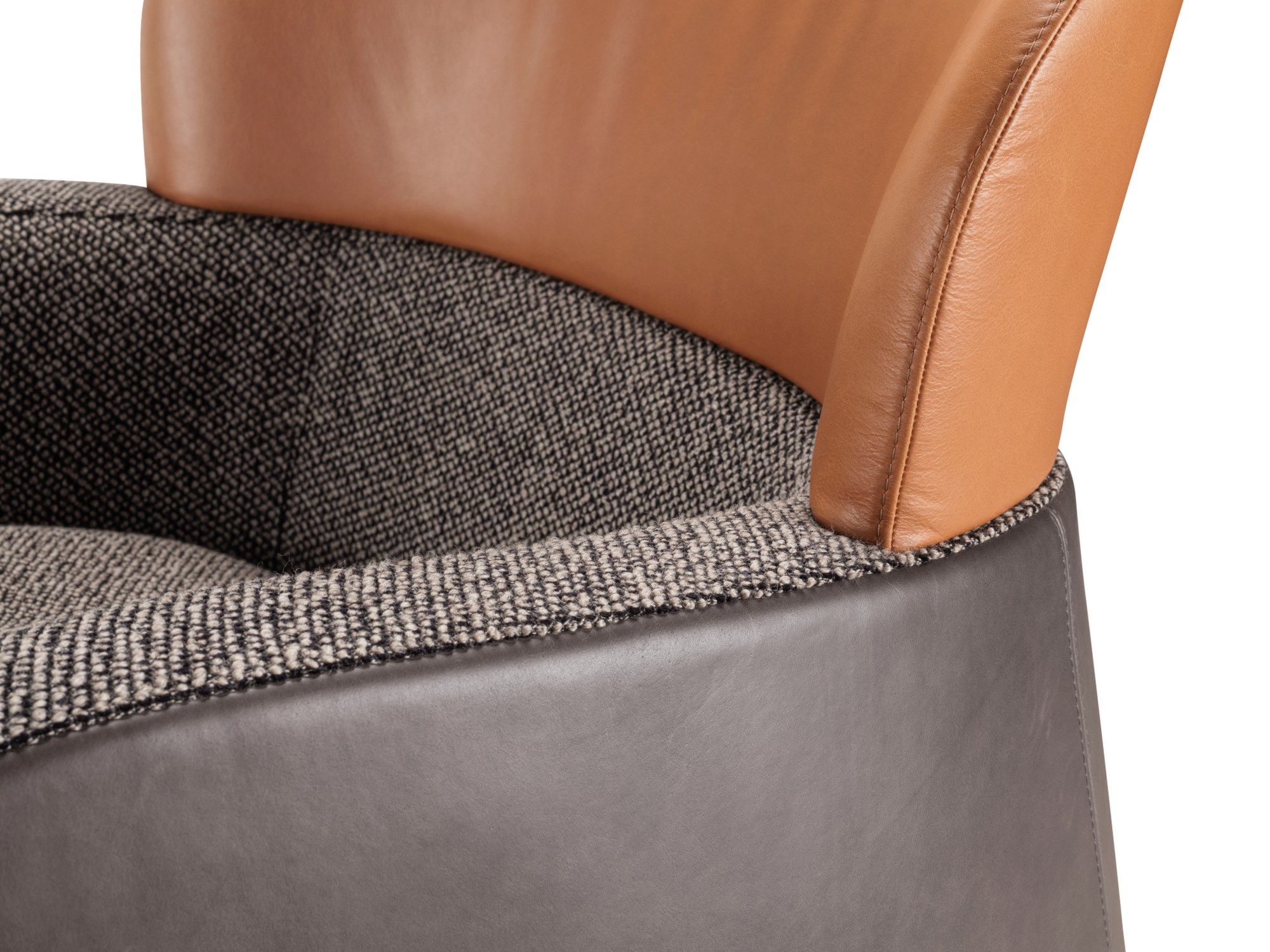 BUCKET | Armchair with armrests Fabric and leather armchair with ...
