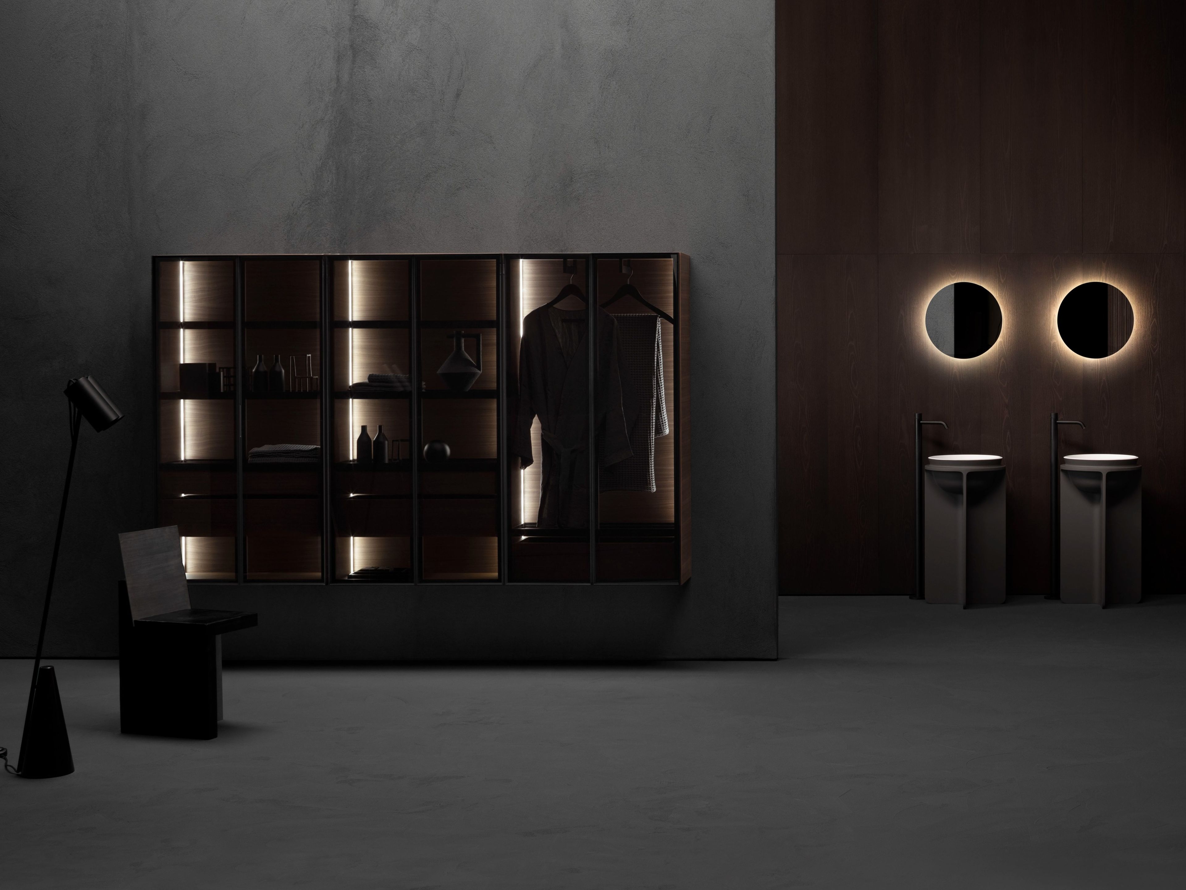 BUTLER Bathroom wardrobe in aluminum, glass and wood By FALPER | design ...