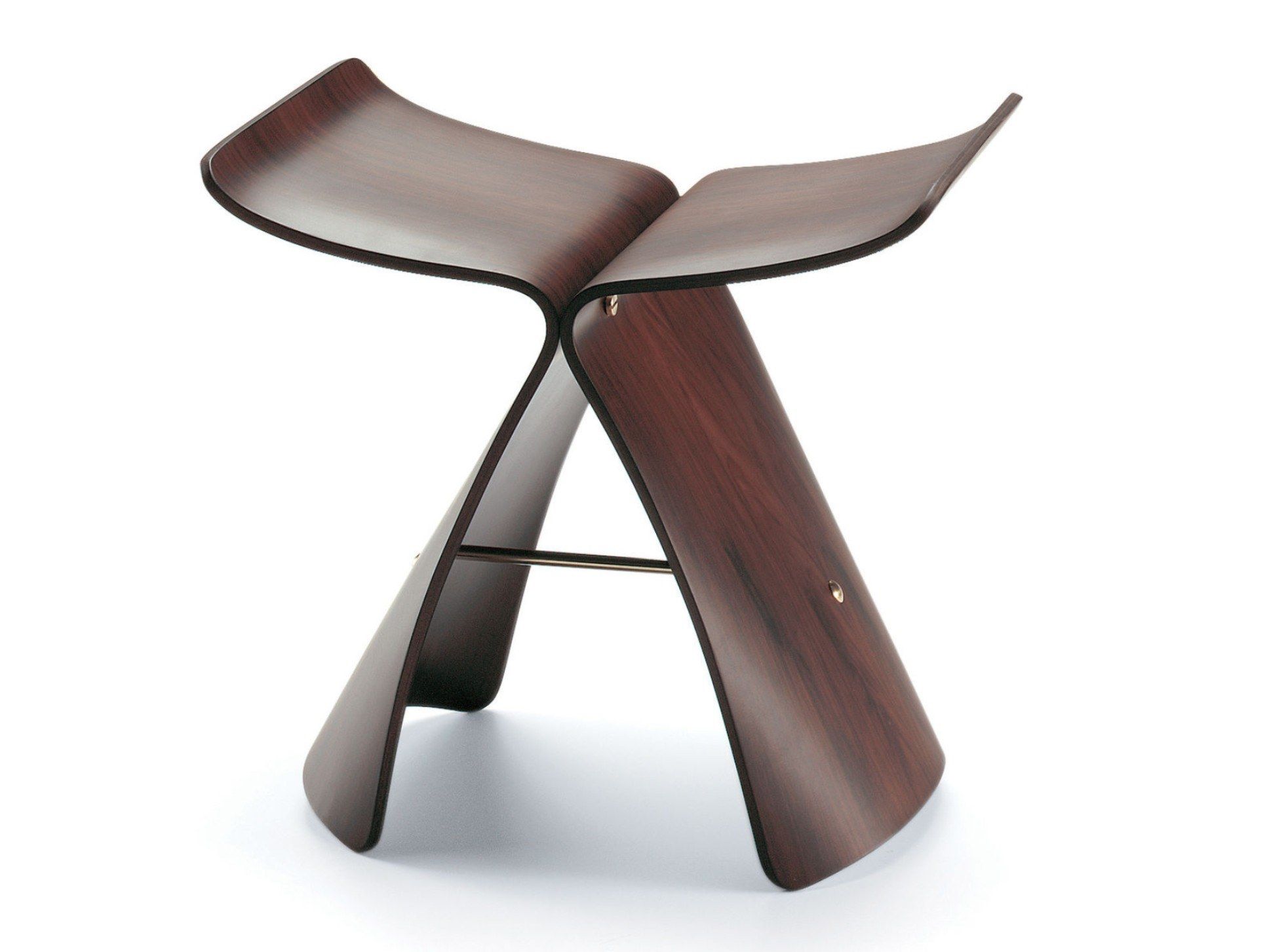 BUTTERFLY STOOL Low multi-layer wood stool By Vitra | design Sori Yanagi
