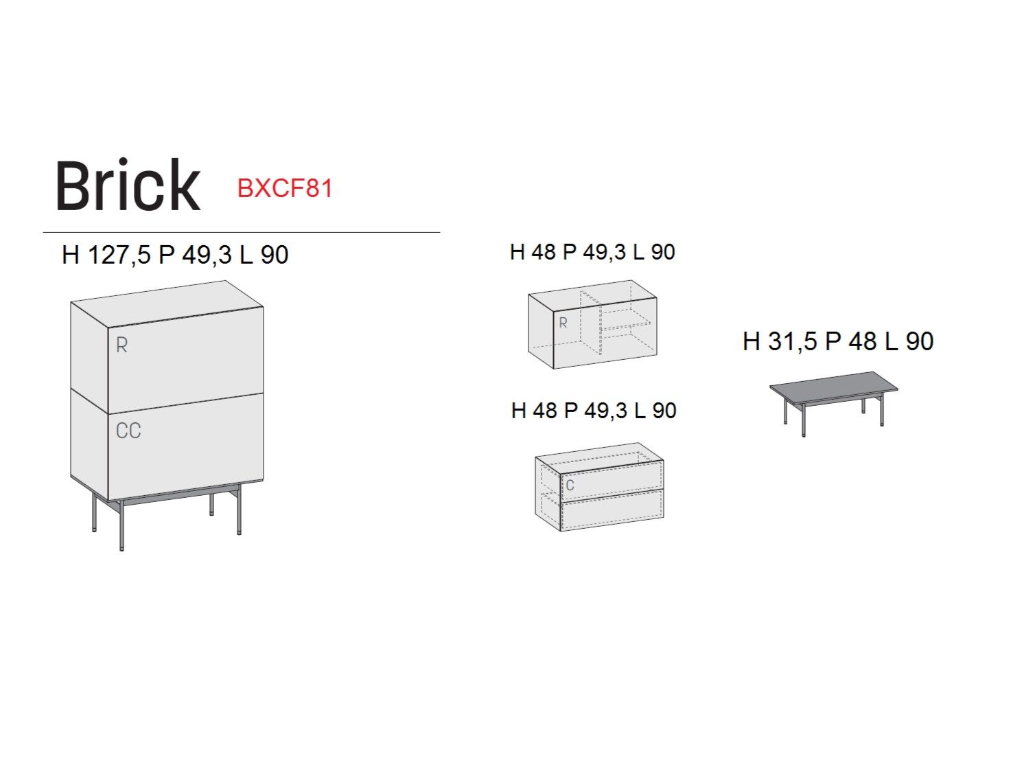 BRICK | Lacquered highboard Brick Collection By Caccaro design Simone ...