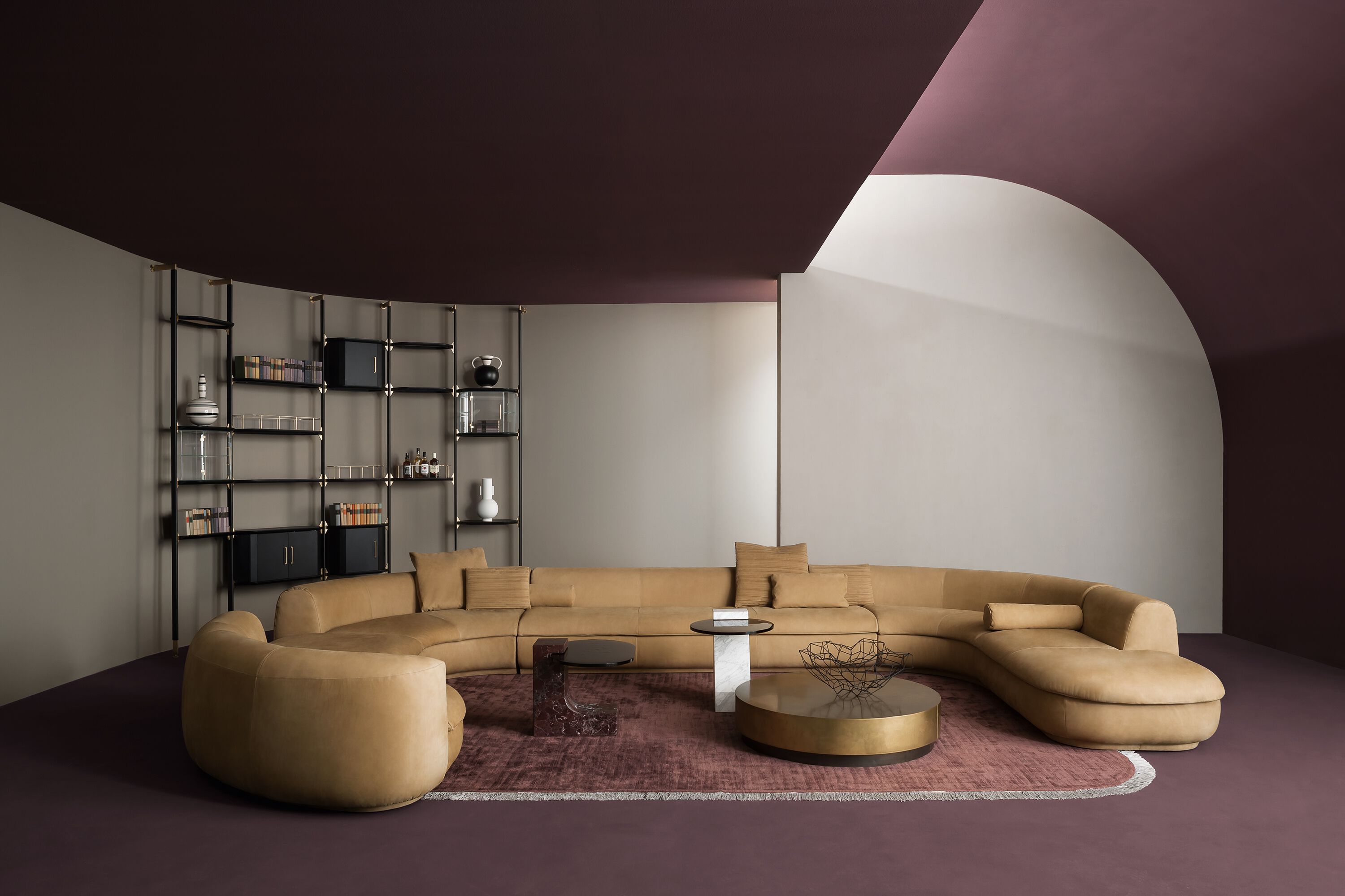 PIAF Curved modular leather sofa By Baxter