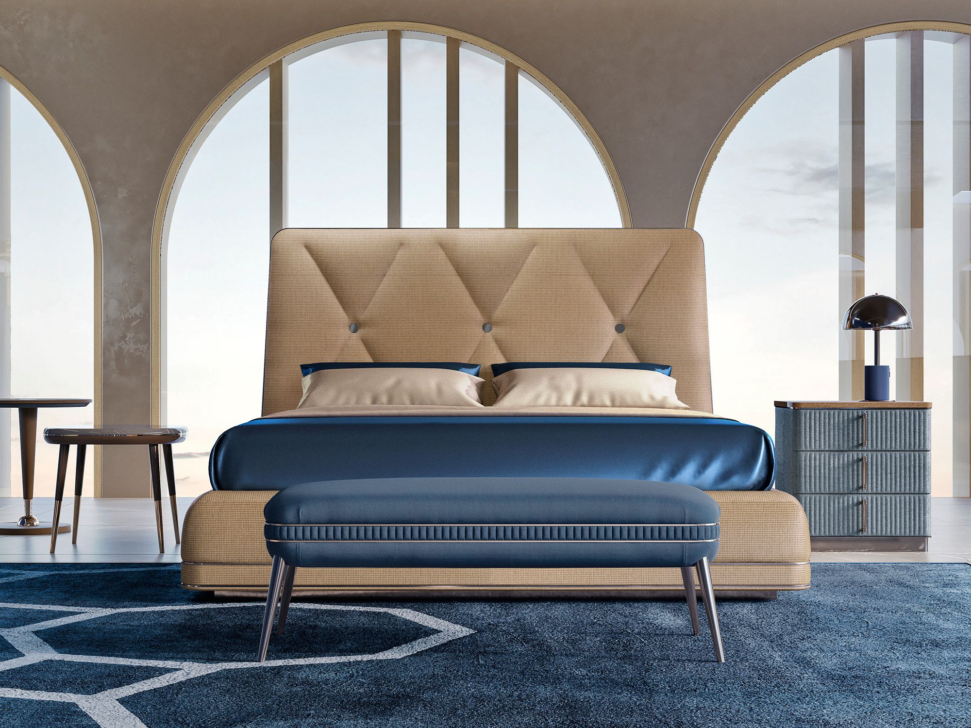 GILDA | Bed Double bed with upholstered headboard By VOLPI