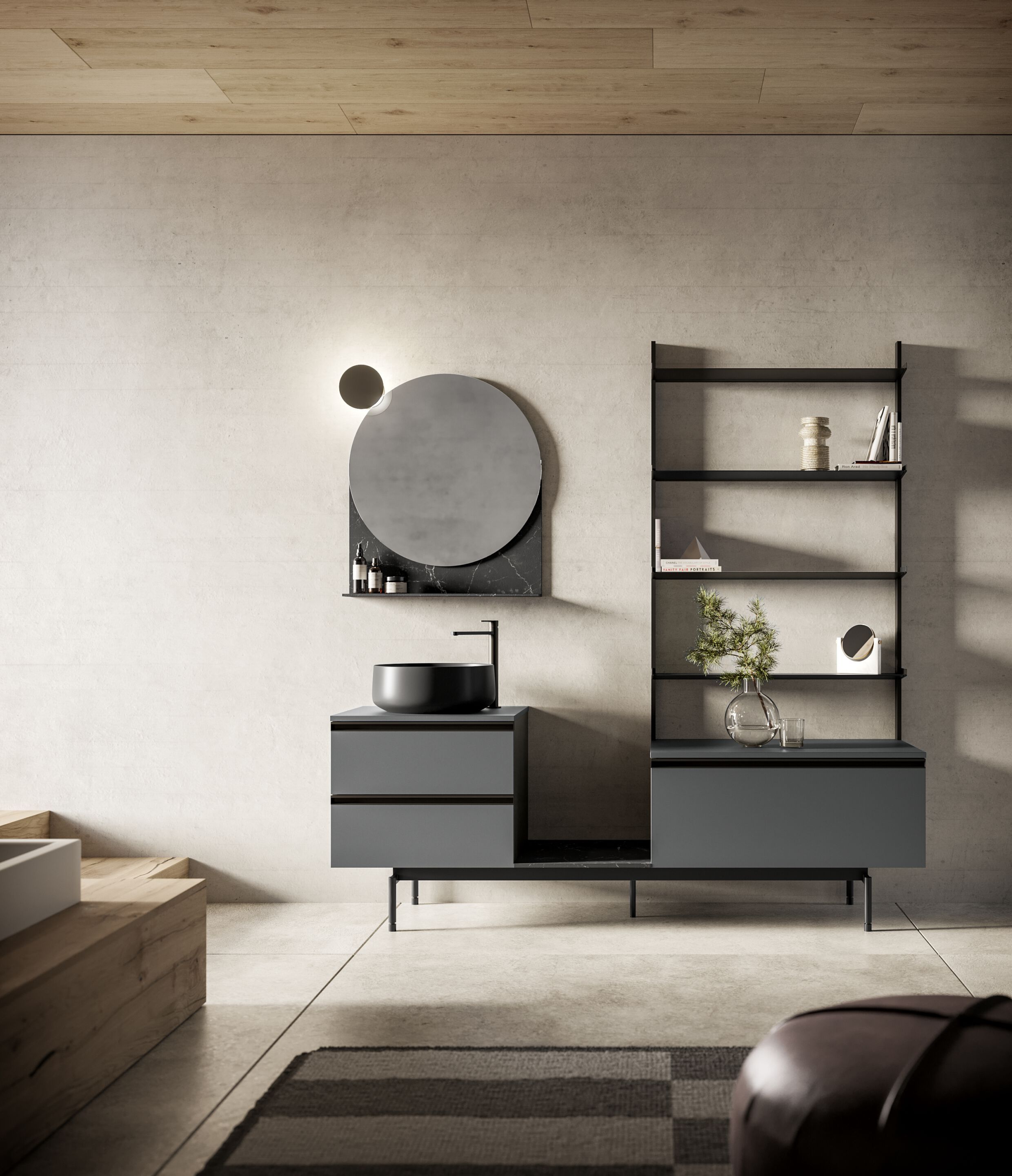 DEEP COMP. 9 Single vanity unit with drawers By Birex