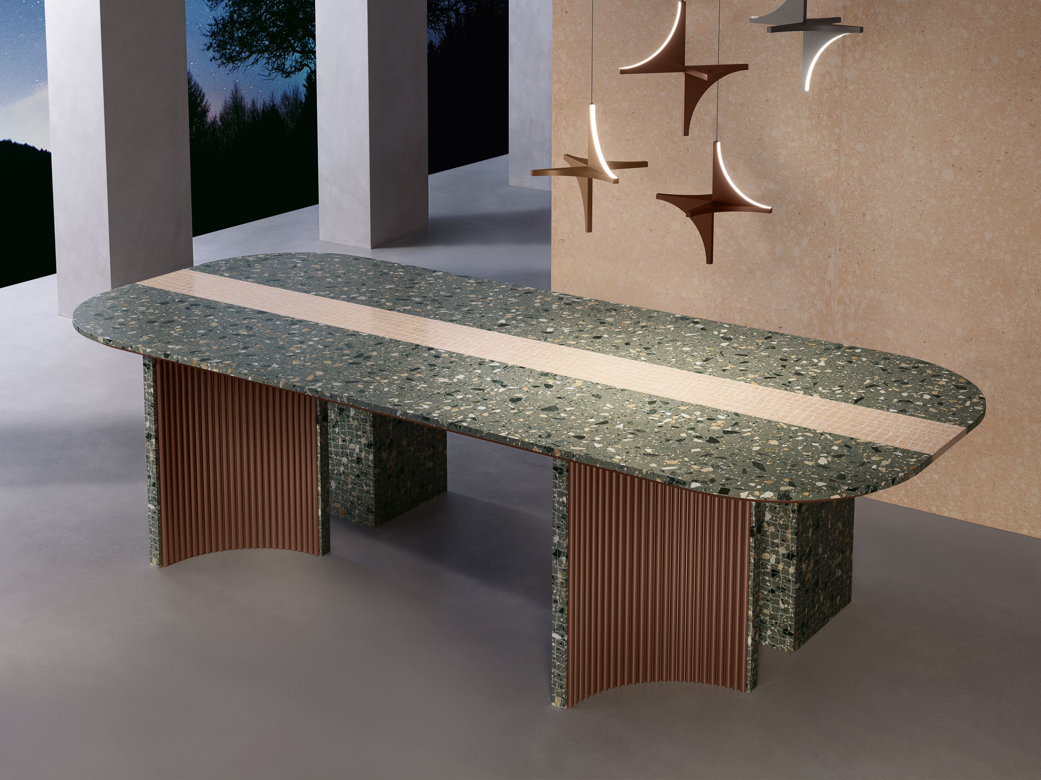 PLUME ZERO-G Rectangular composite material dining table By Bizzotto Italia