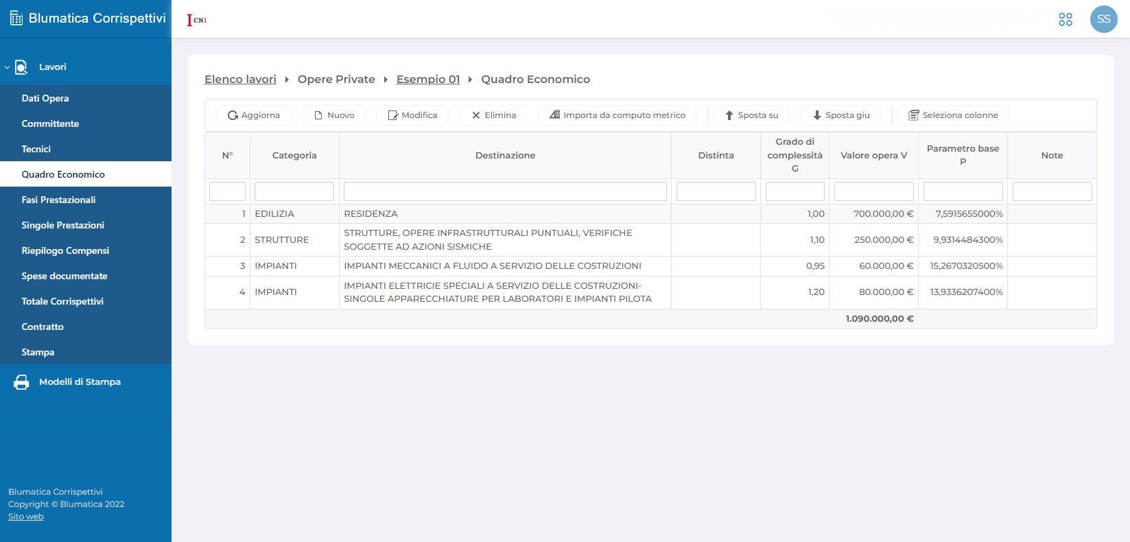 Blumatica Corrispettivi Opere Private Professional fee By Blumatica | design Blumatica