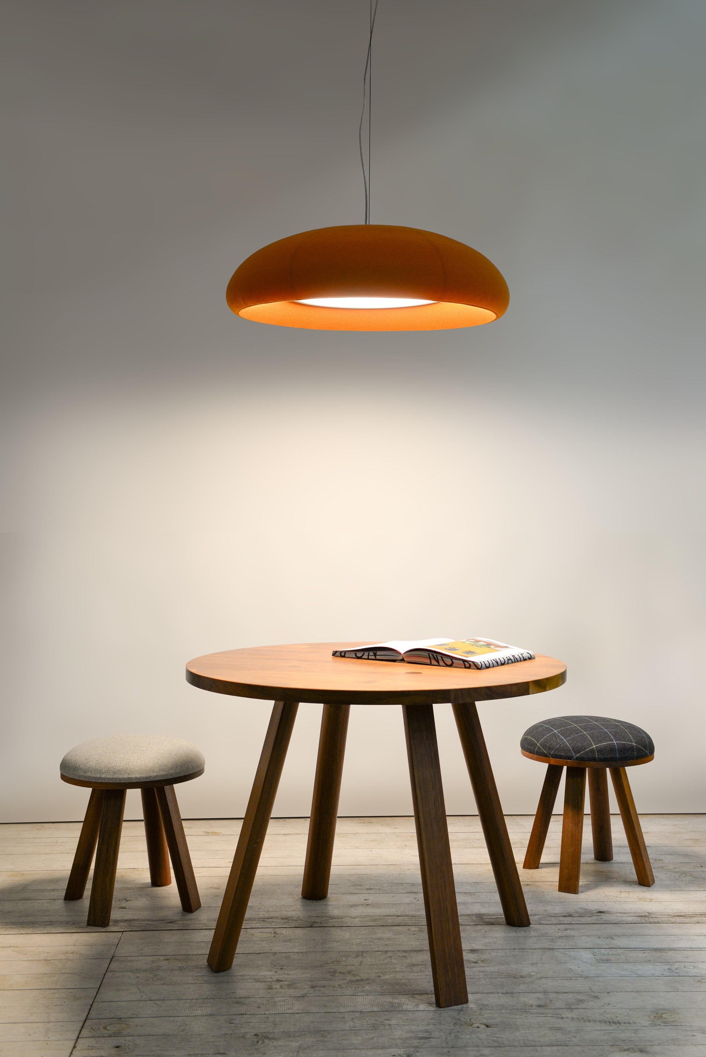 BuzziMilk Upholstered low wooden stool By BuzziSpace