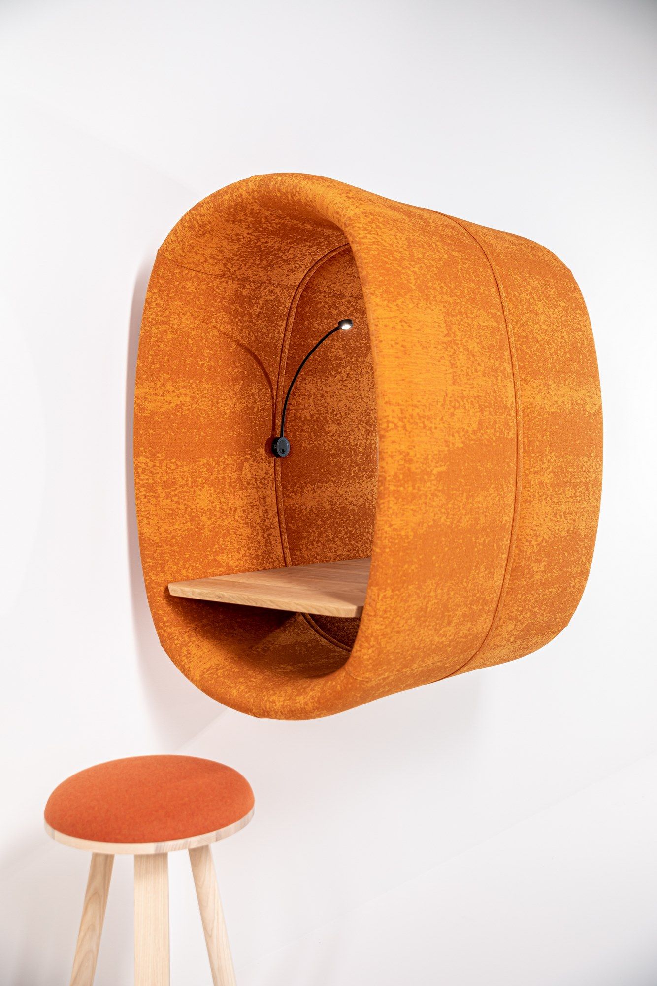 Acoustic multimedia fabric office booth with built-in lights BuzziRing ...