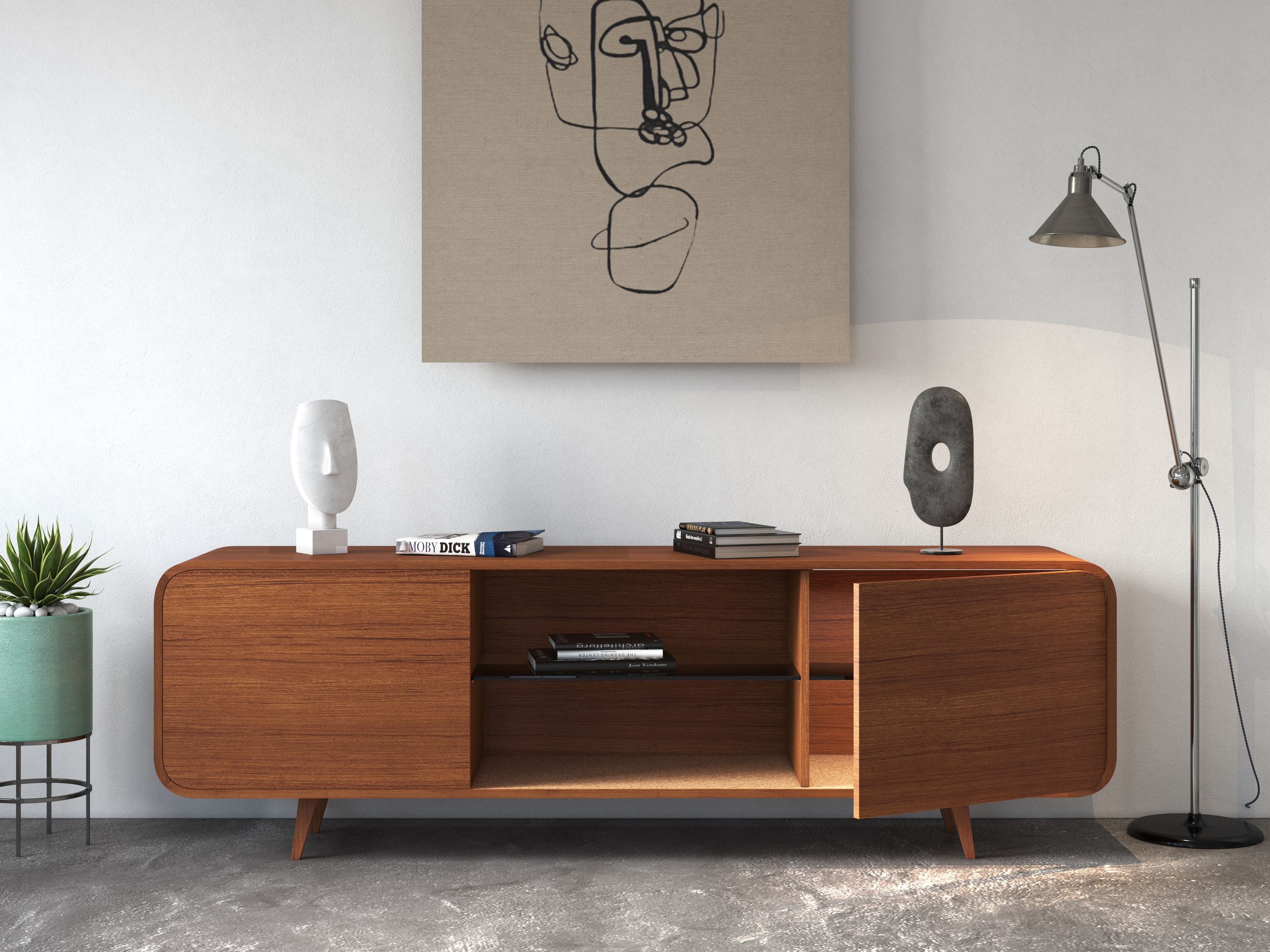 Sideboard aus Teakholz mit Flügeltüren CÀSCIA By OTQ Design Matteo Congiu