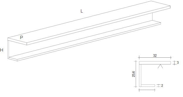 Wood veneer wall shelf “C” shaped shelf By SCHIFFINI