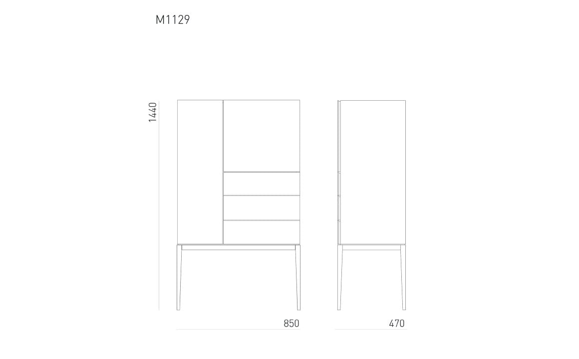 Wooden highboard with doors CABINET LARGE By MINT FACTORY