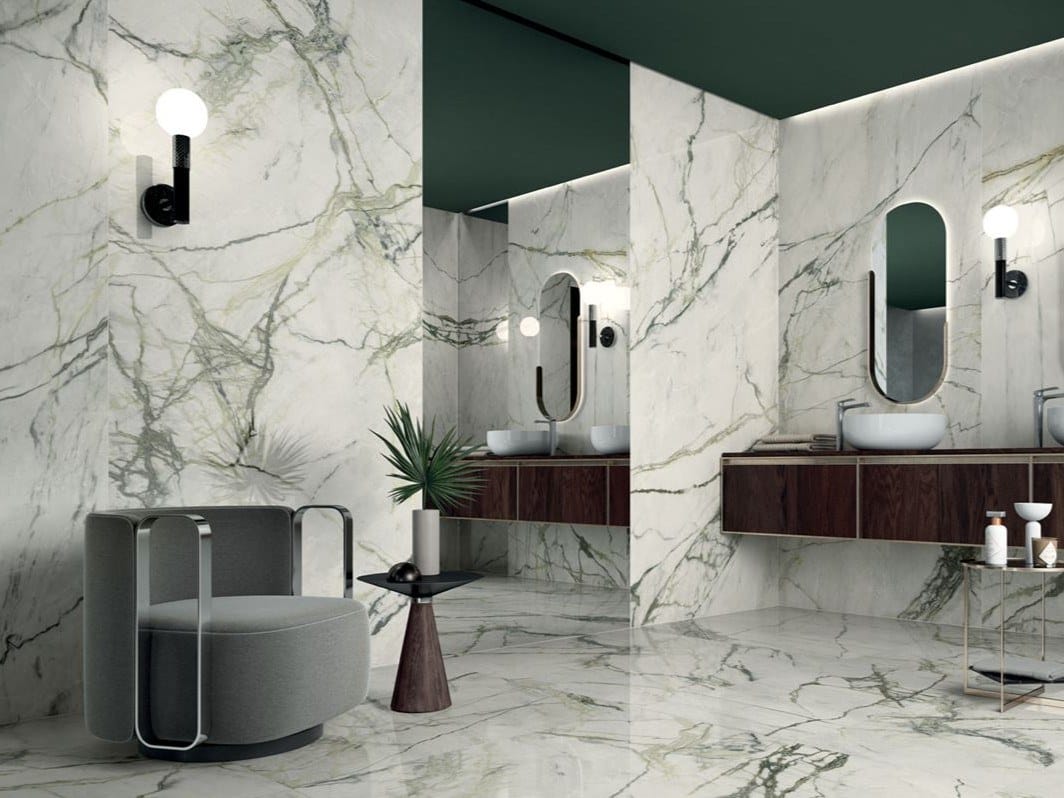 Anti-slip laminated stoneware wall/floor tiles with marble effect ...