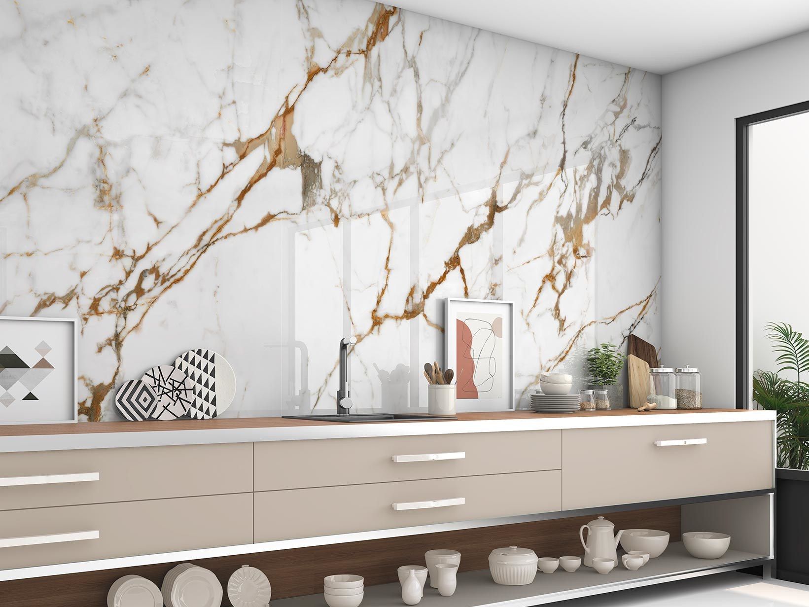 Pavimento/rivestimento in ceramica effetto marmo CALACATTA GOLD By Arklam