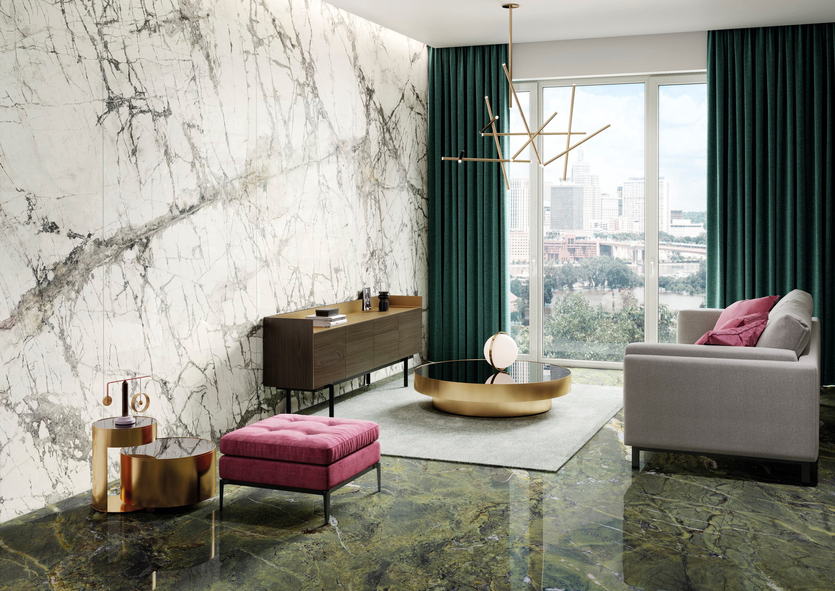 Porcelain stoneware wall/floor tiles with marble effect CALACATTA GREY ...