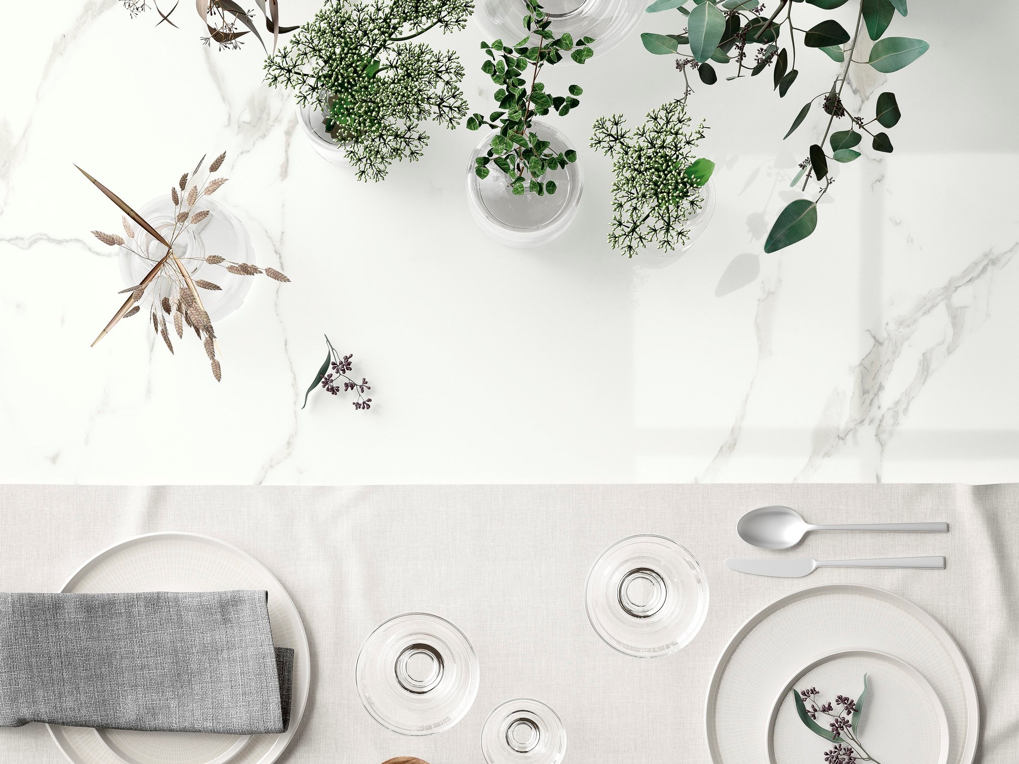 Porcelain stoneware kitchen worktop with marble effect CALACATTA LIGHT ...