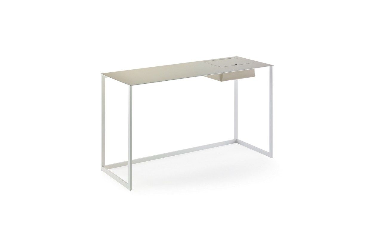 Steel secretary desk with tanned leather top CALAMO 2730 By Zanotta