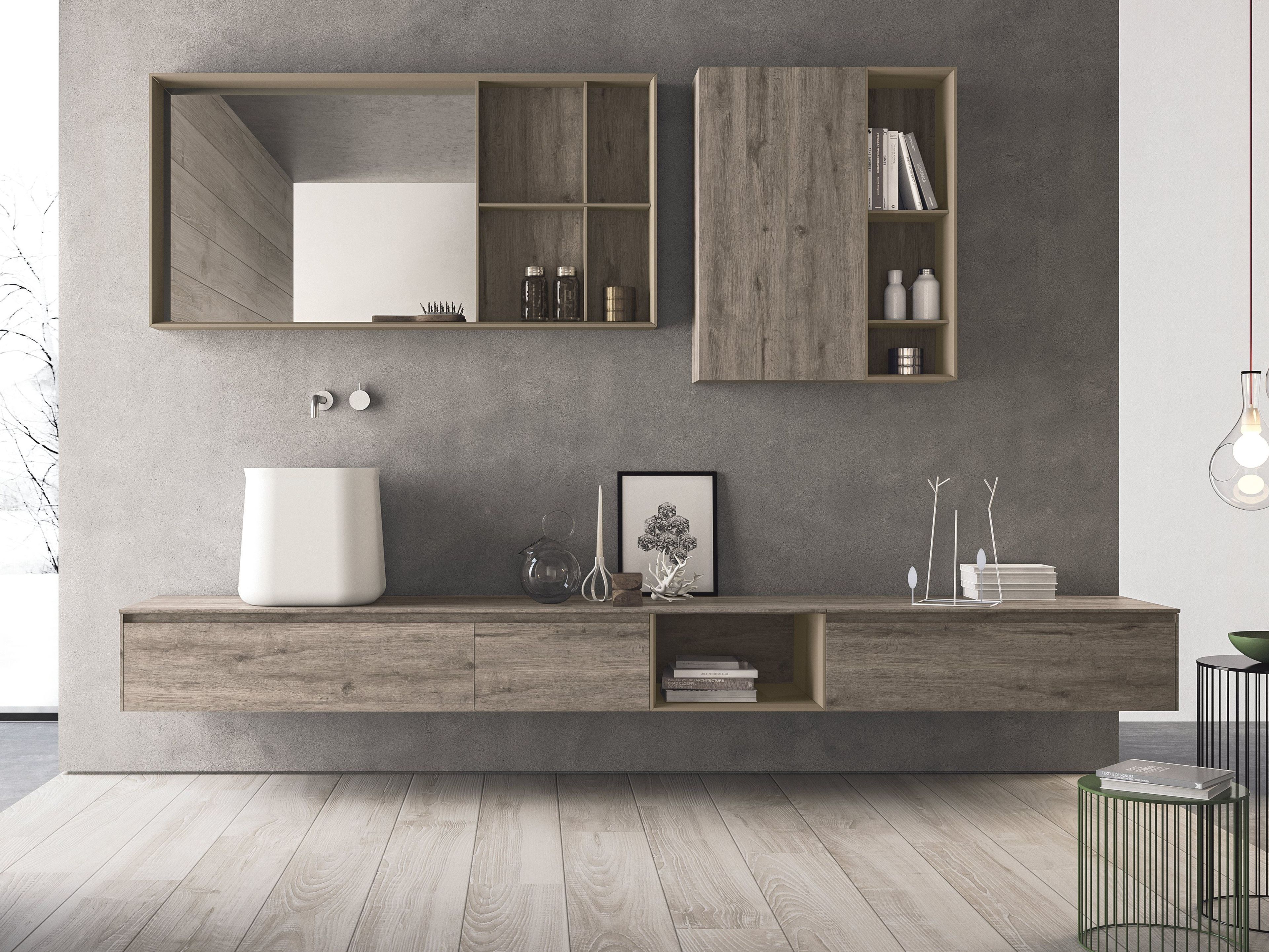 CALIX - COMPOSITION XL 08 Wall-mounted HPL vanity unit with drawers By ...