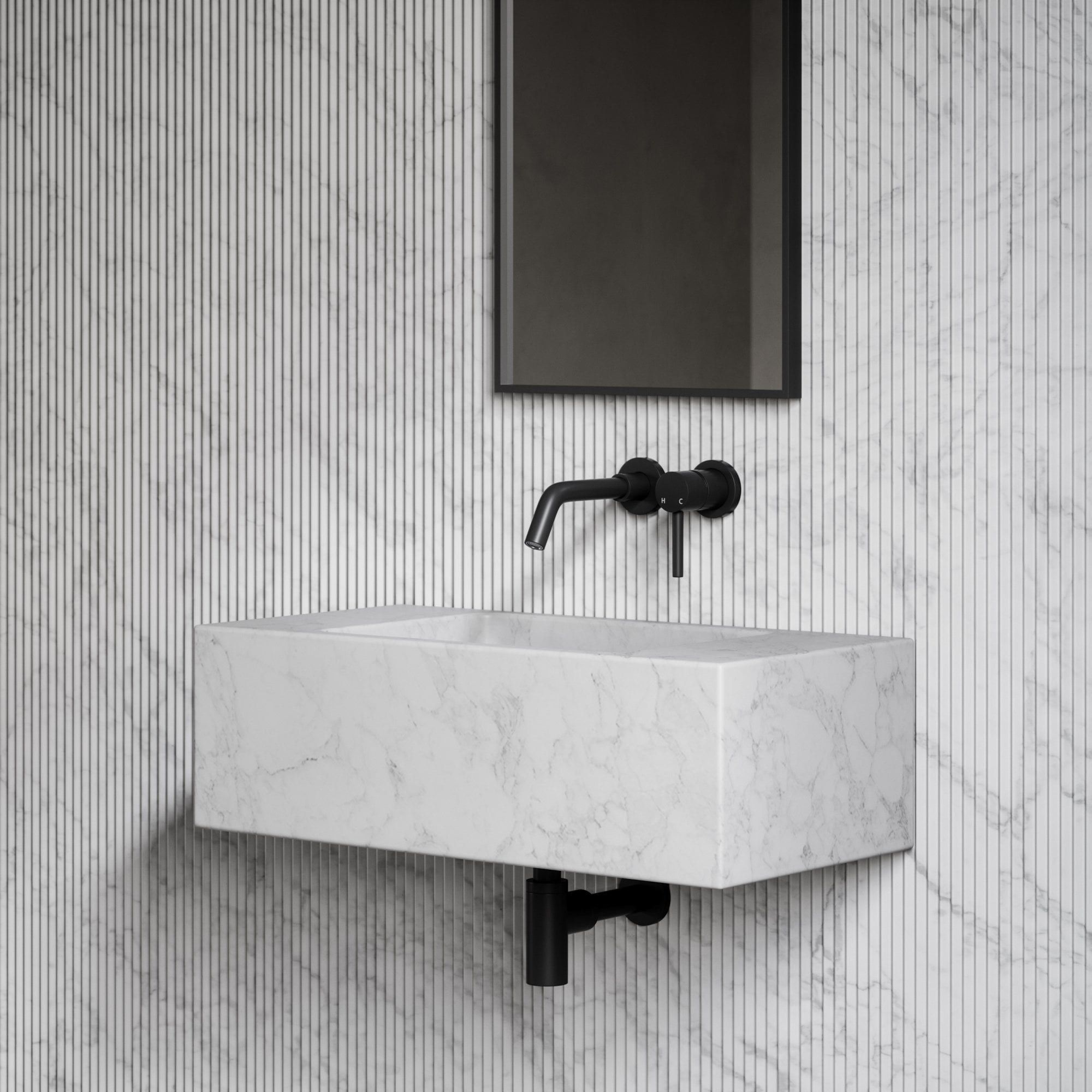 CALLA | Carrara marble washbasin Rectangular single Carrara marble ...