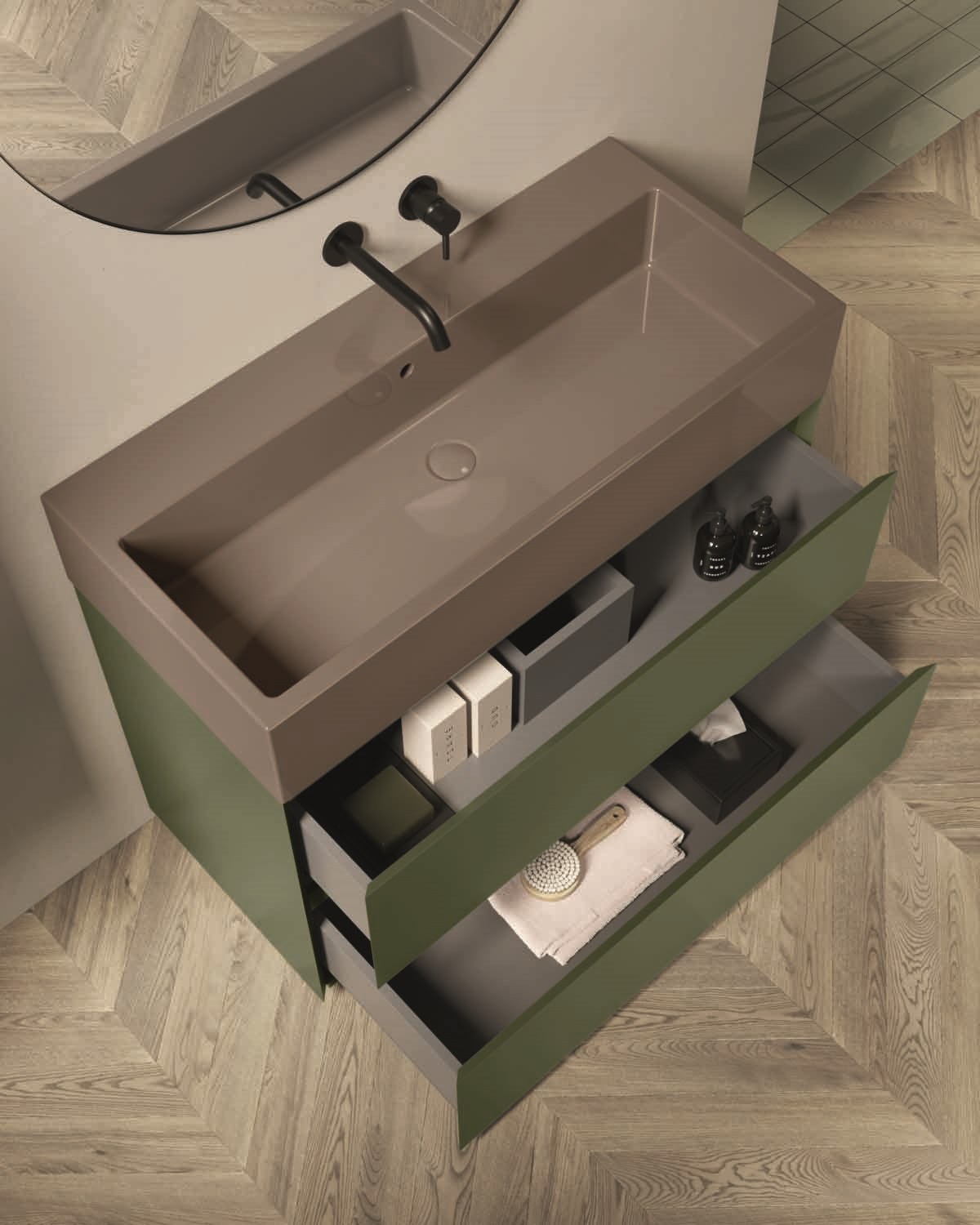 CAMALEO Floor-standing ceramic vanity unit with drawers By COLAVENE
