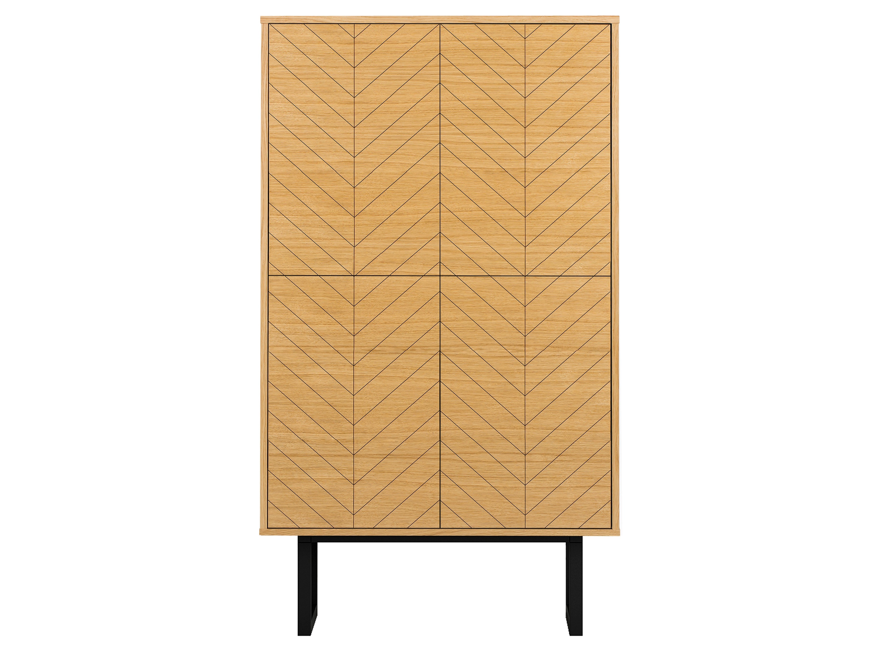 CAMDEN HERRINGBONE | Highboard Wood veneer highboard with doors By Woodman