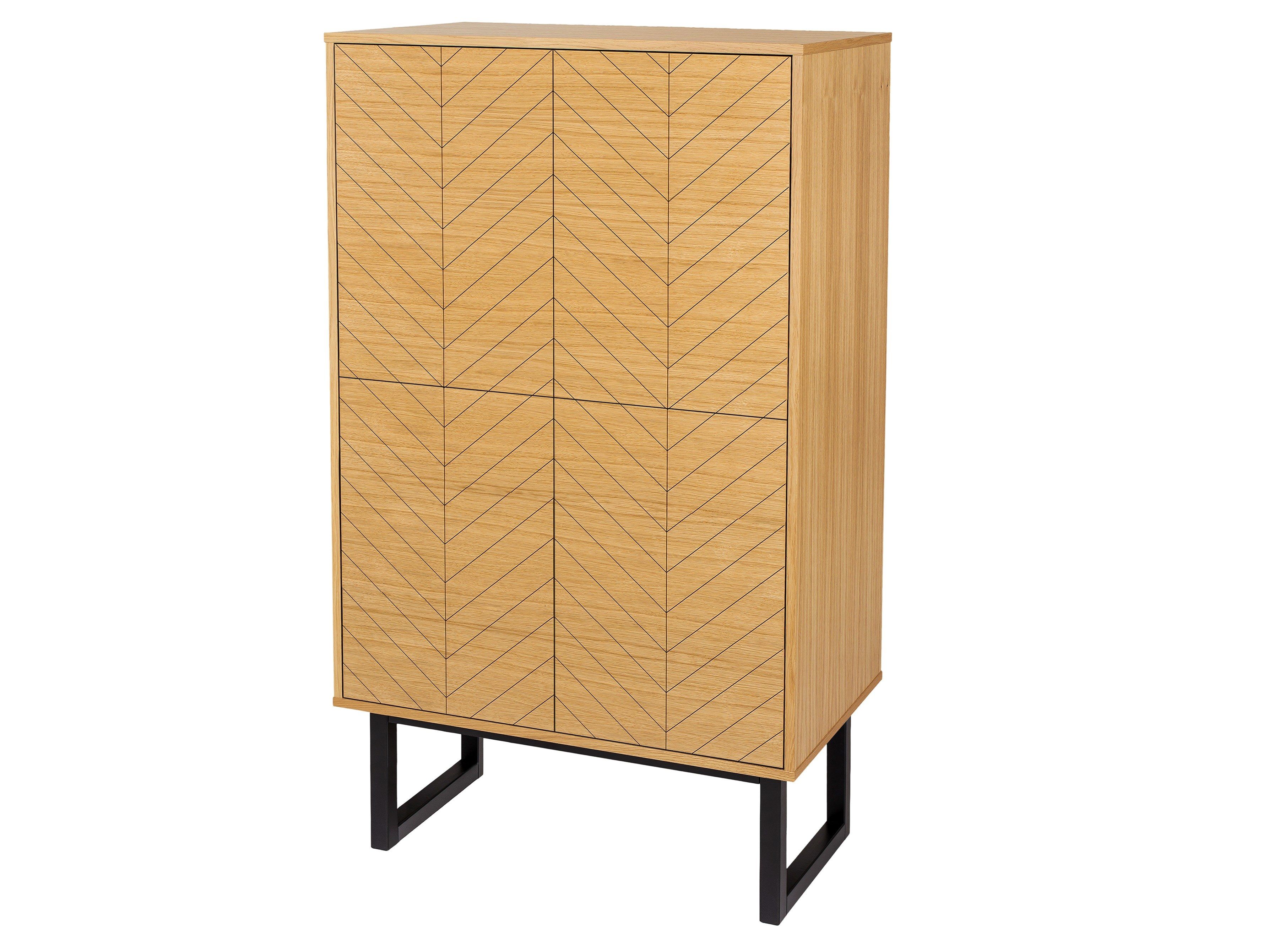 CAMDEN HERRINGBONE | Highboard Wood veneer highboard with doors By Woodman