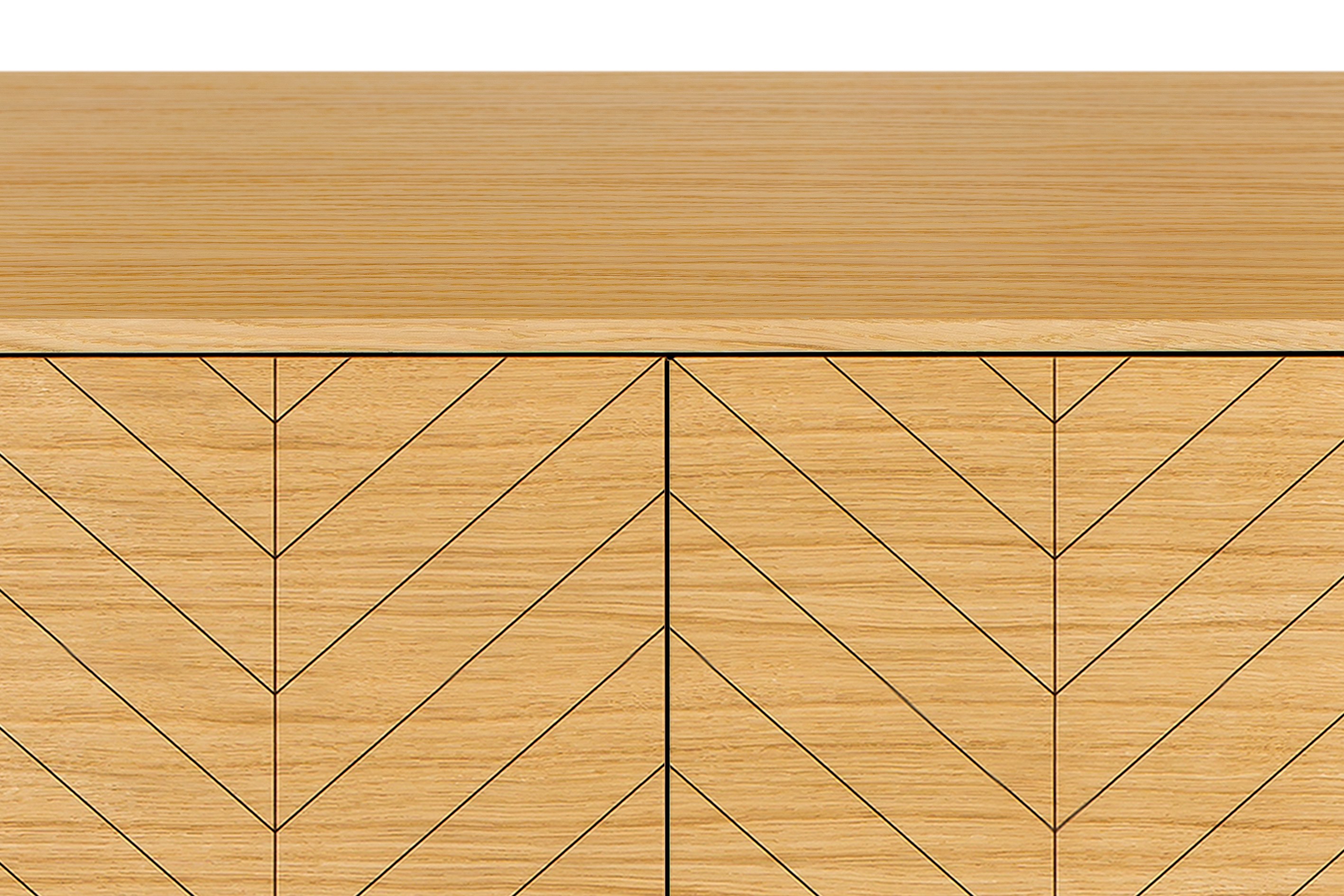 CAMDEN HERRINGBONE | Highboard Wood veneer highboard with doors By Woodman