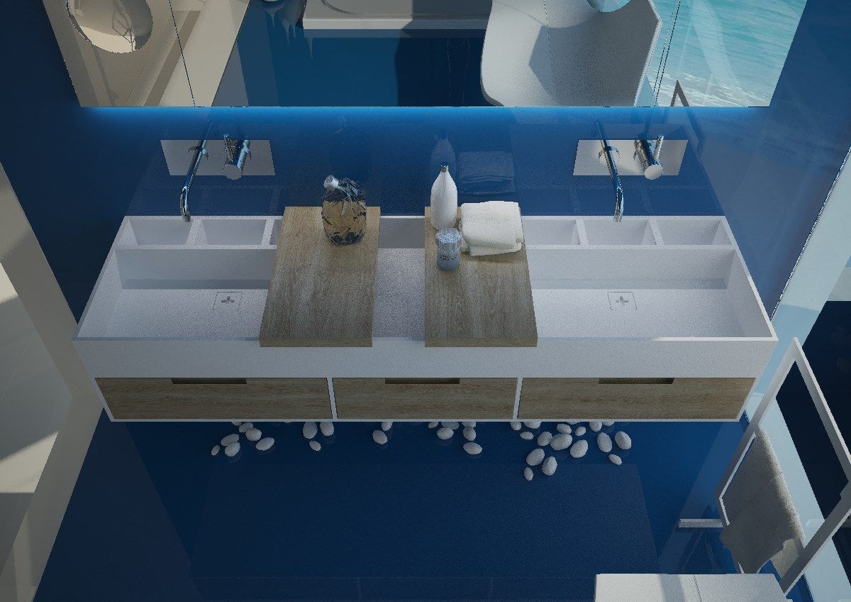 CANASTA | Wall-mounted washbasin Double wall-mounted Solid Surface ...