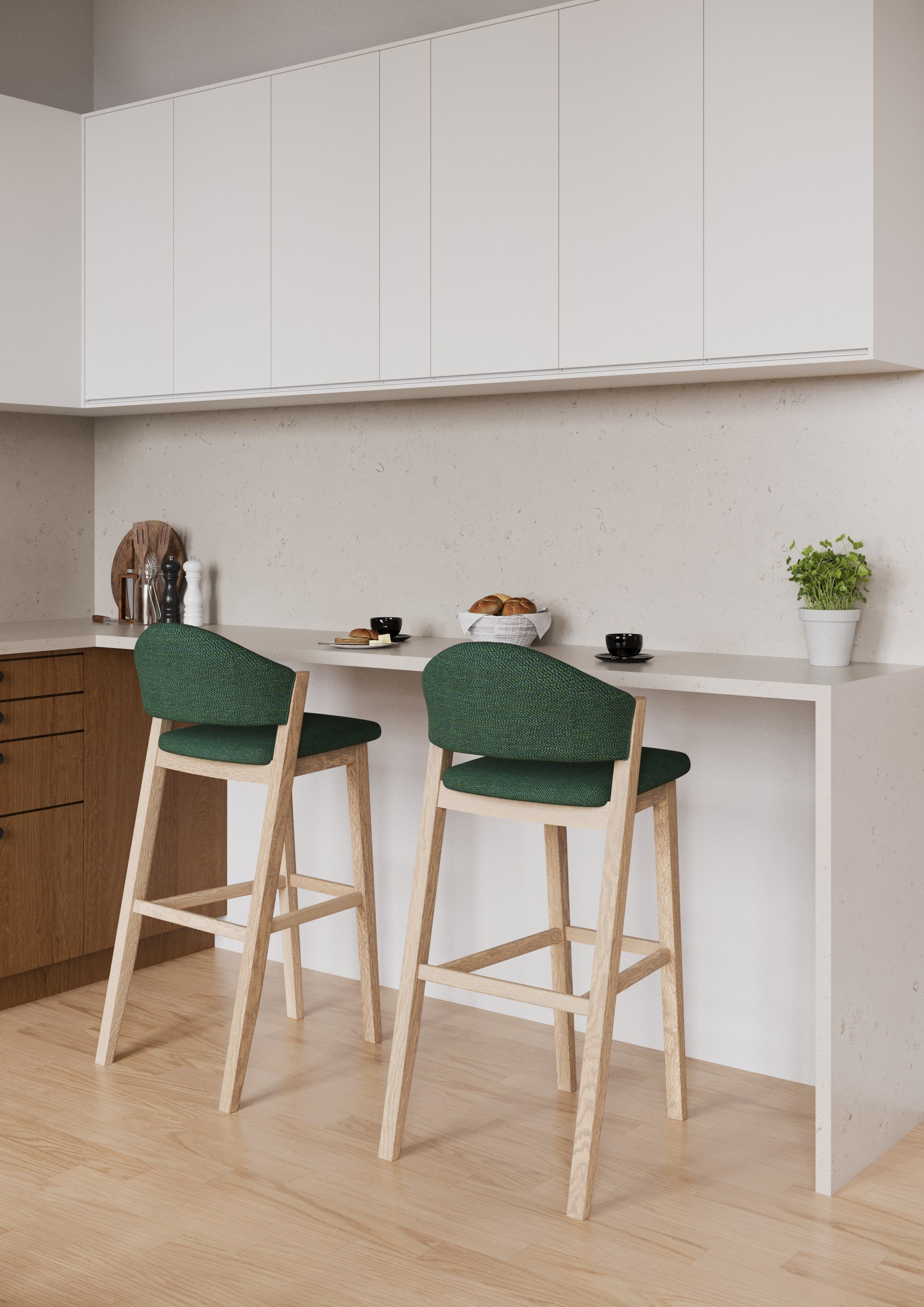 CARAVELA High wooden stool with footrest By Wewood | design Gonçalo Campos